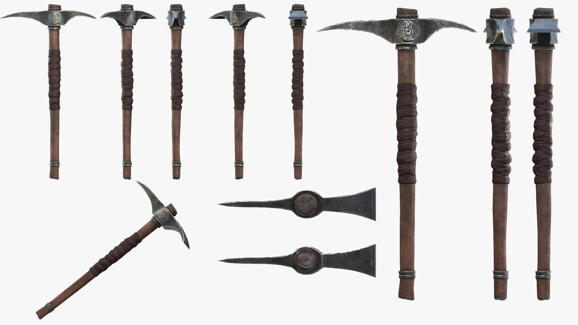 3D Fantasy Axe RPG Pickaxe Mattock Double Axe Great Axe Battle Axe ...