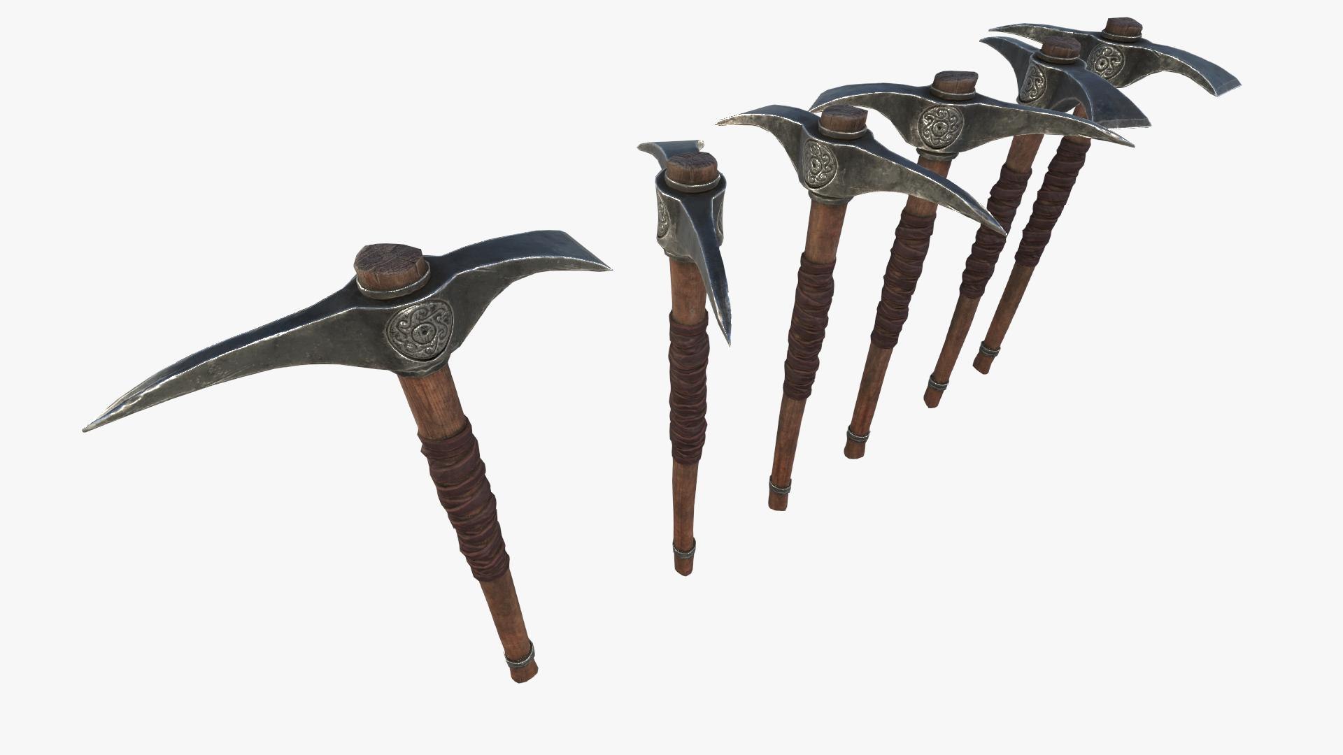 3D Fantasy Axe RPG Pickaxe Mattock Double Axe Great Axe Battle Axe ...