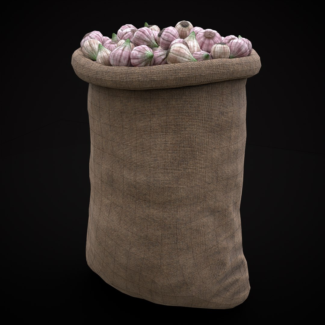 3D Model Burlap Sacks Of Garlic - TurboSquid 2240093