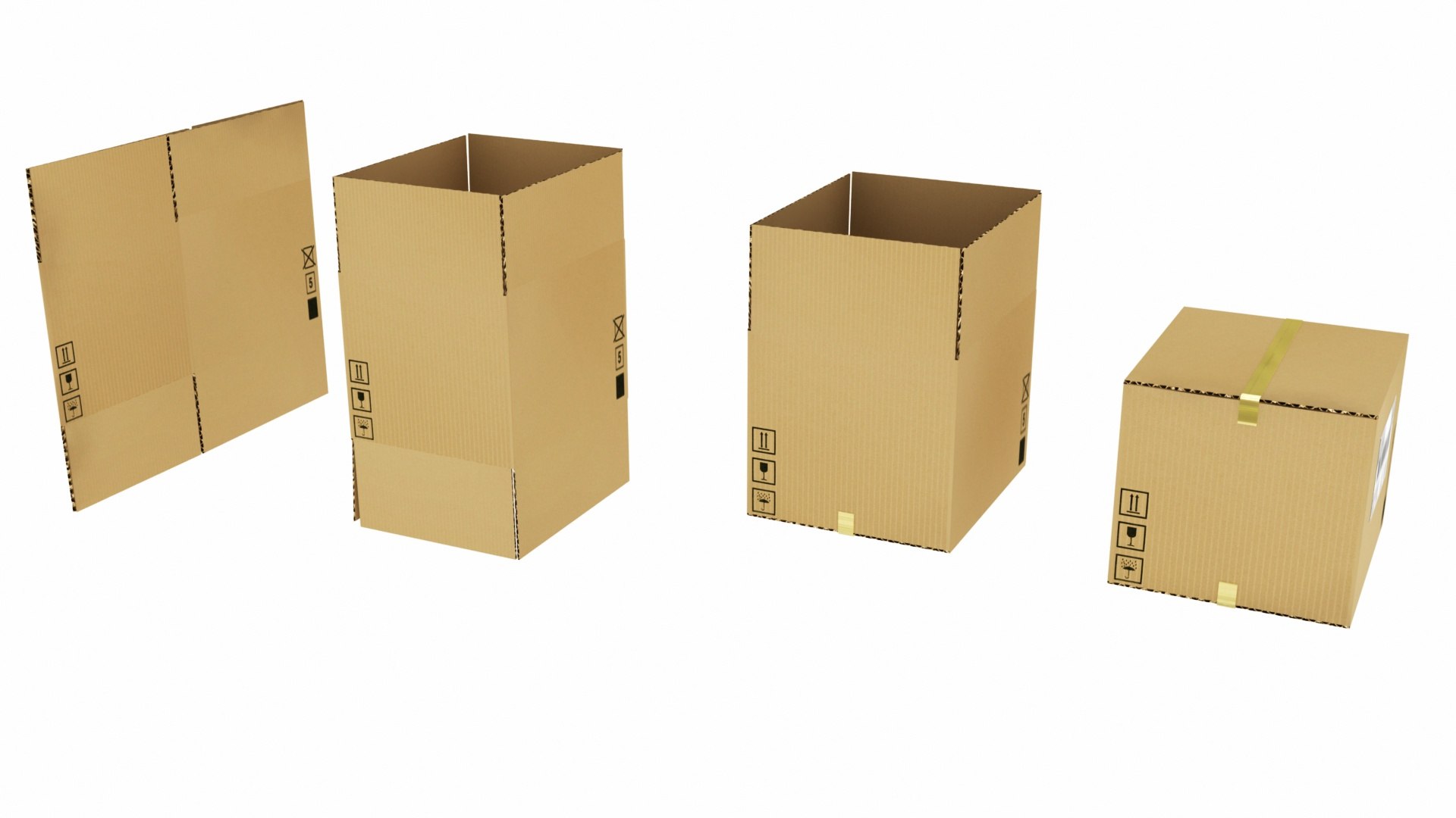3D Cardboard Packing Steps - TurboSquid 1538831