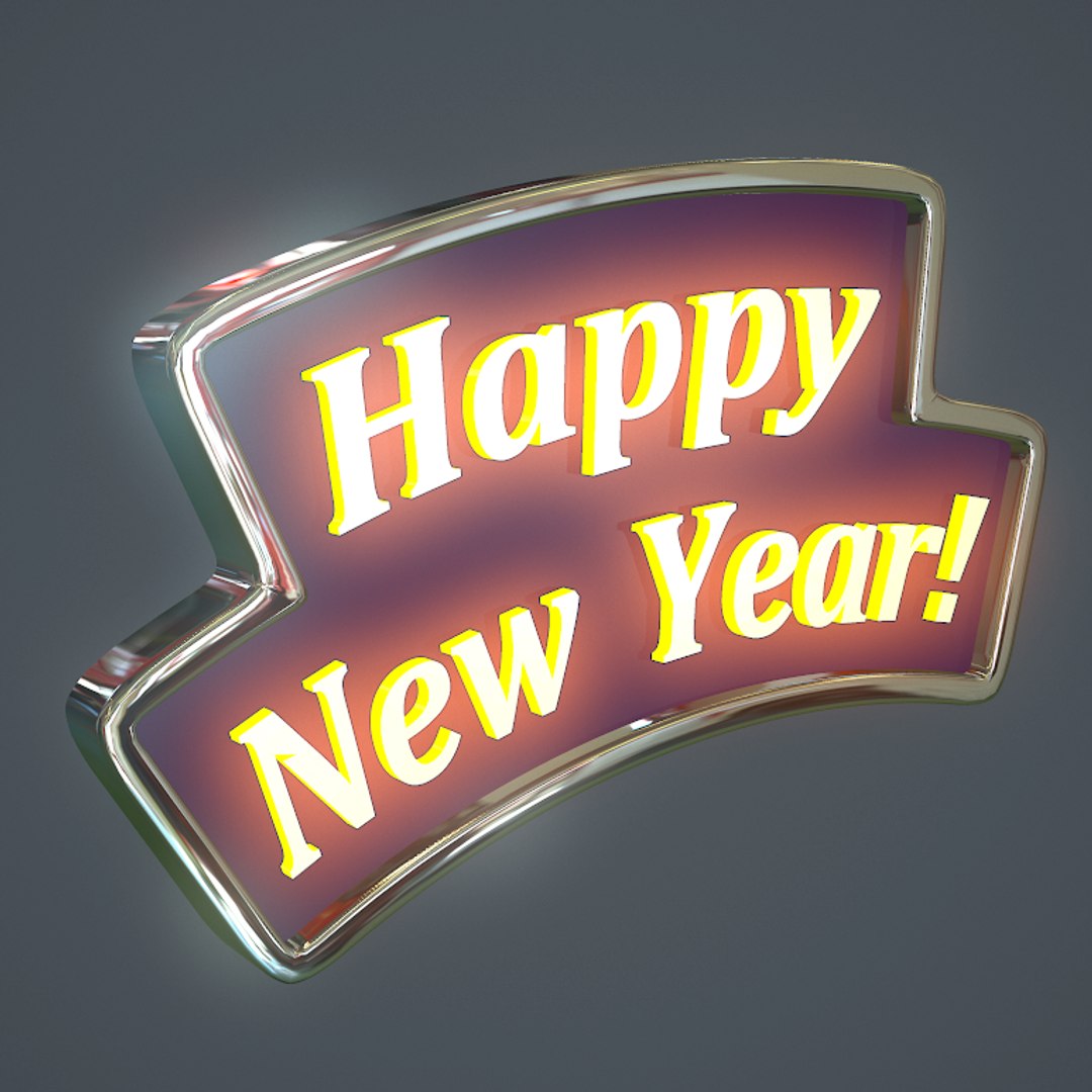cheerful sign happy new 3d model