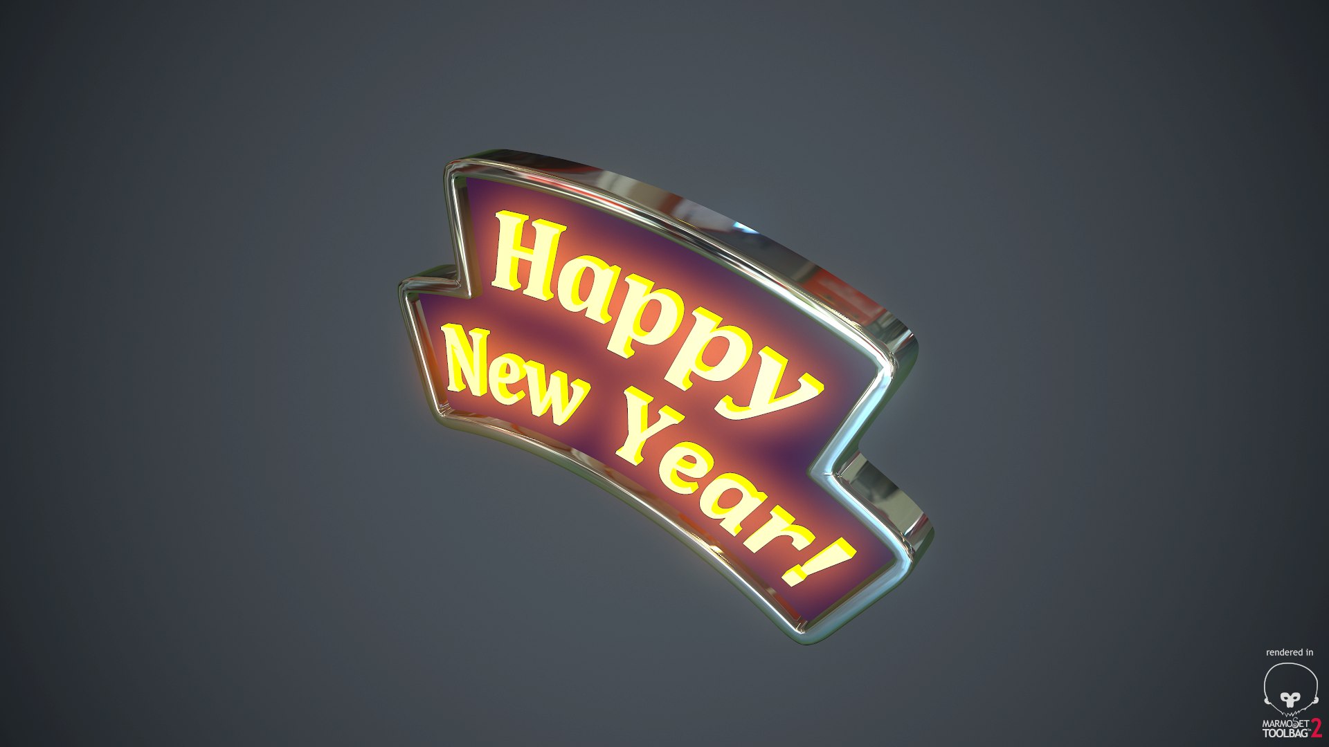 cheerful sign happy new 3d model