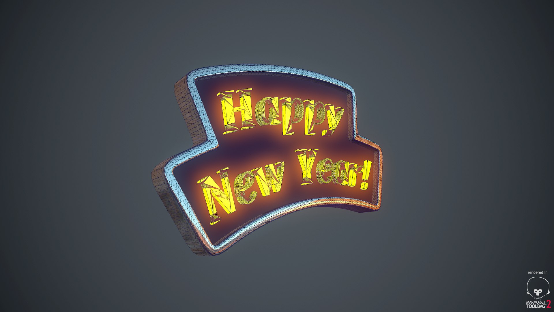 cheerful sign happy new 3d model