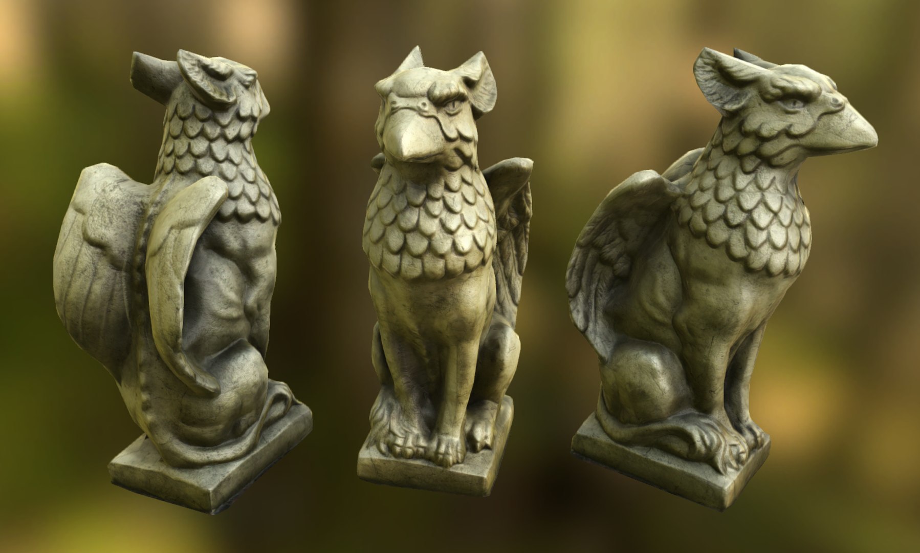 3d Griffon Statue Model