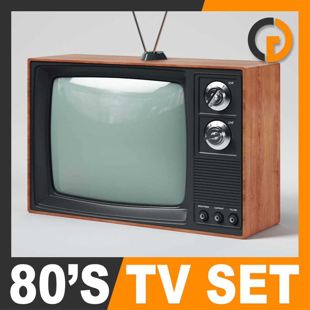 retro style 80 television set 3d model