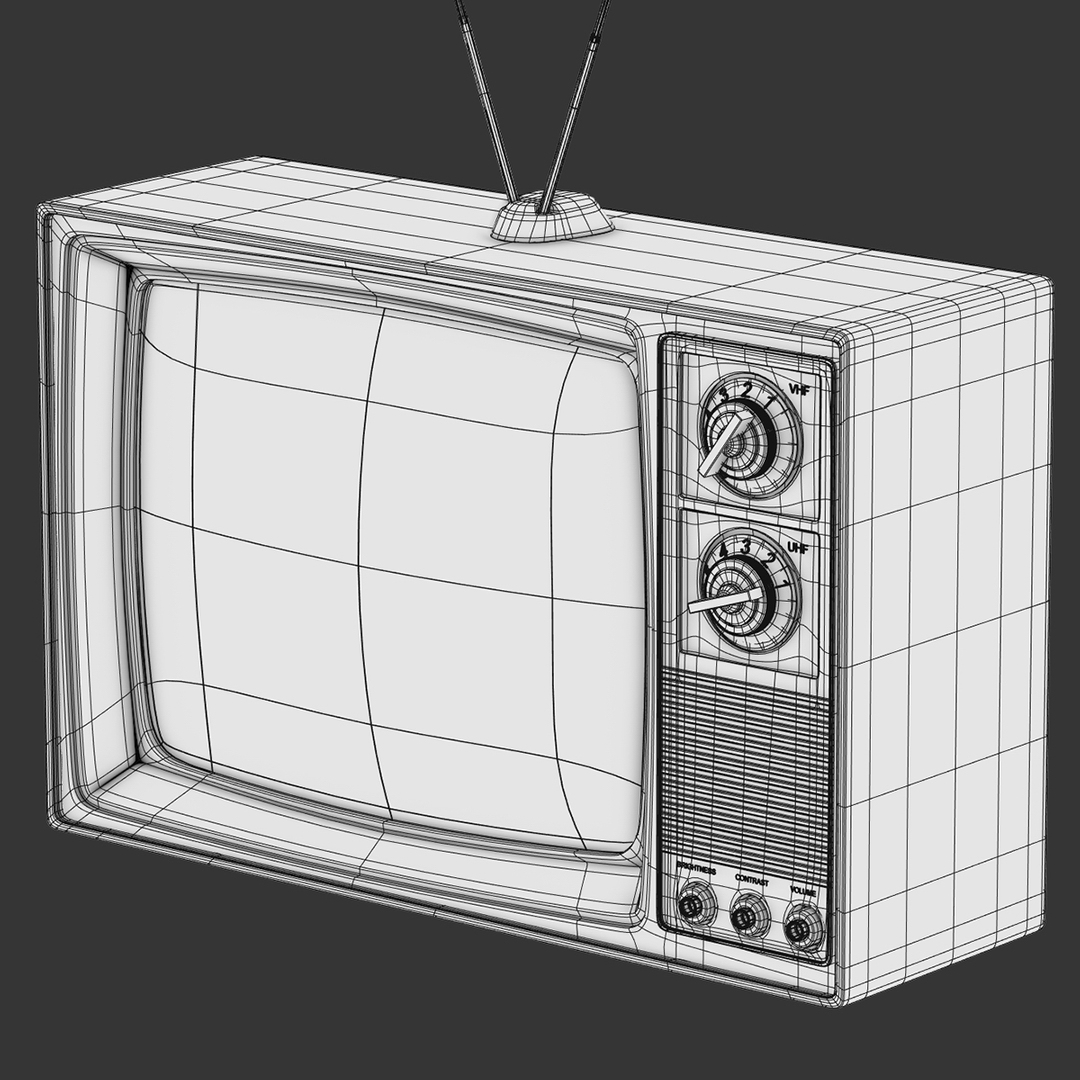 retro style 80 television set 3d model