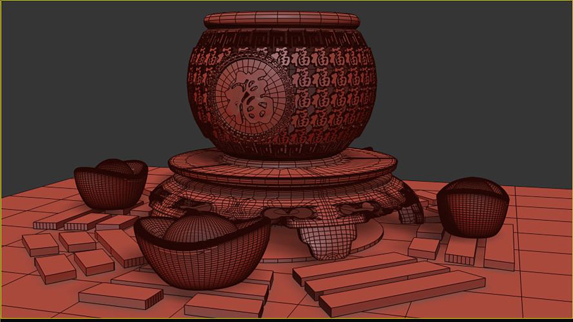 Chinese Treasure Pot 3D Model - TurboSquid 2145462