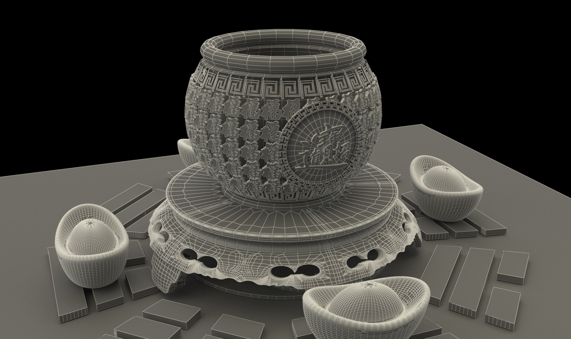 Chinese Treasure Pot 3D Model - TurboSquid 2145462