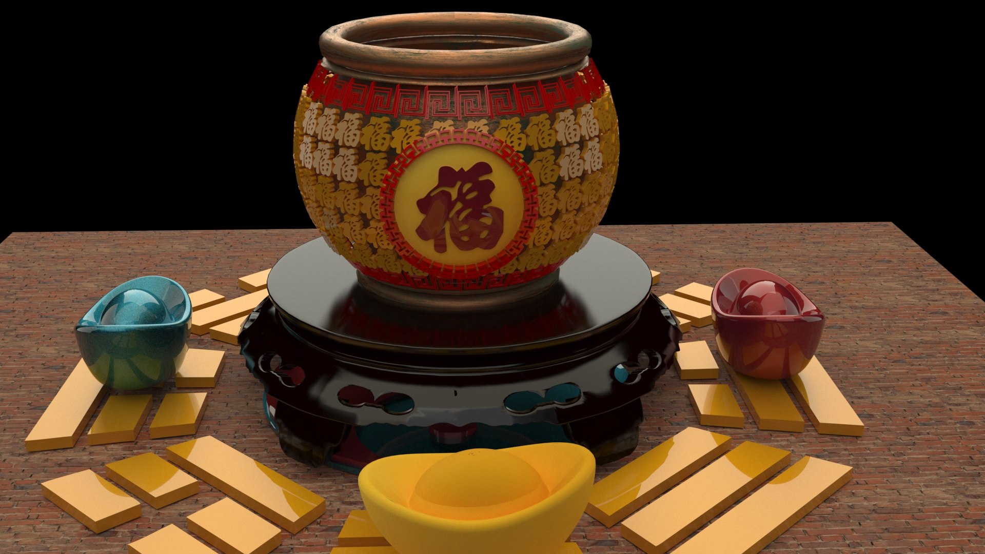 Chinese Treasure Pot 3D Model - TurboSquid 2145462