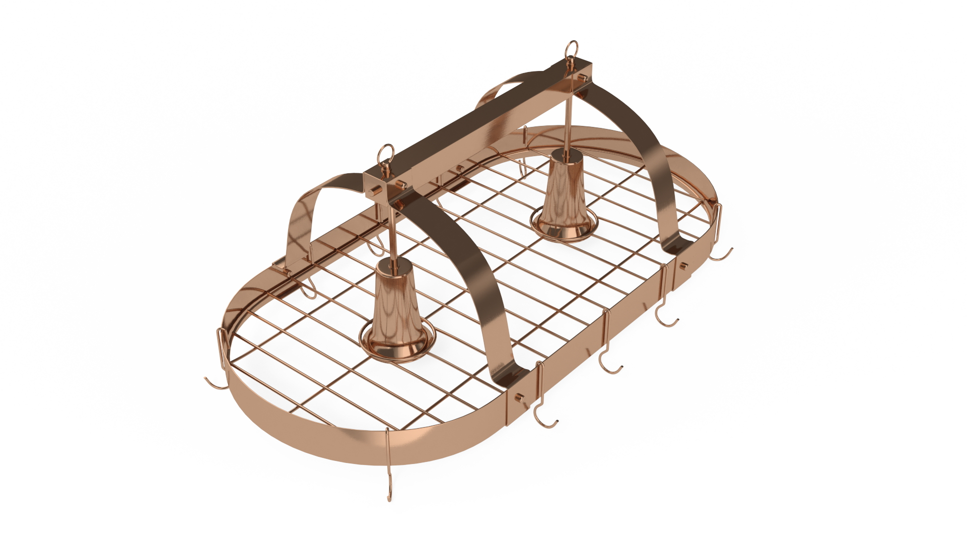 Ceiling Pot Rack Organizer With Hooks Copper Model - TurboSquid 2158211