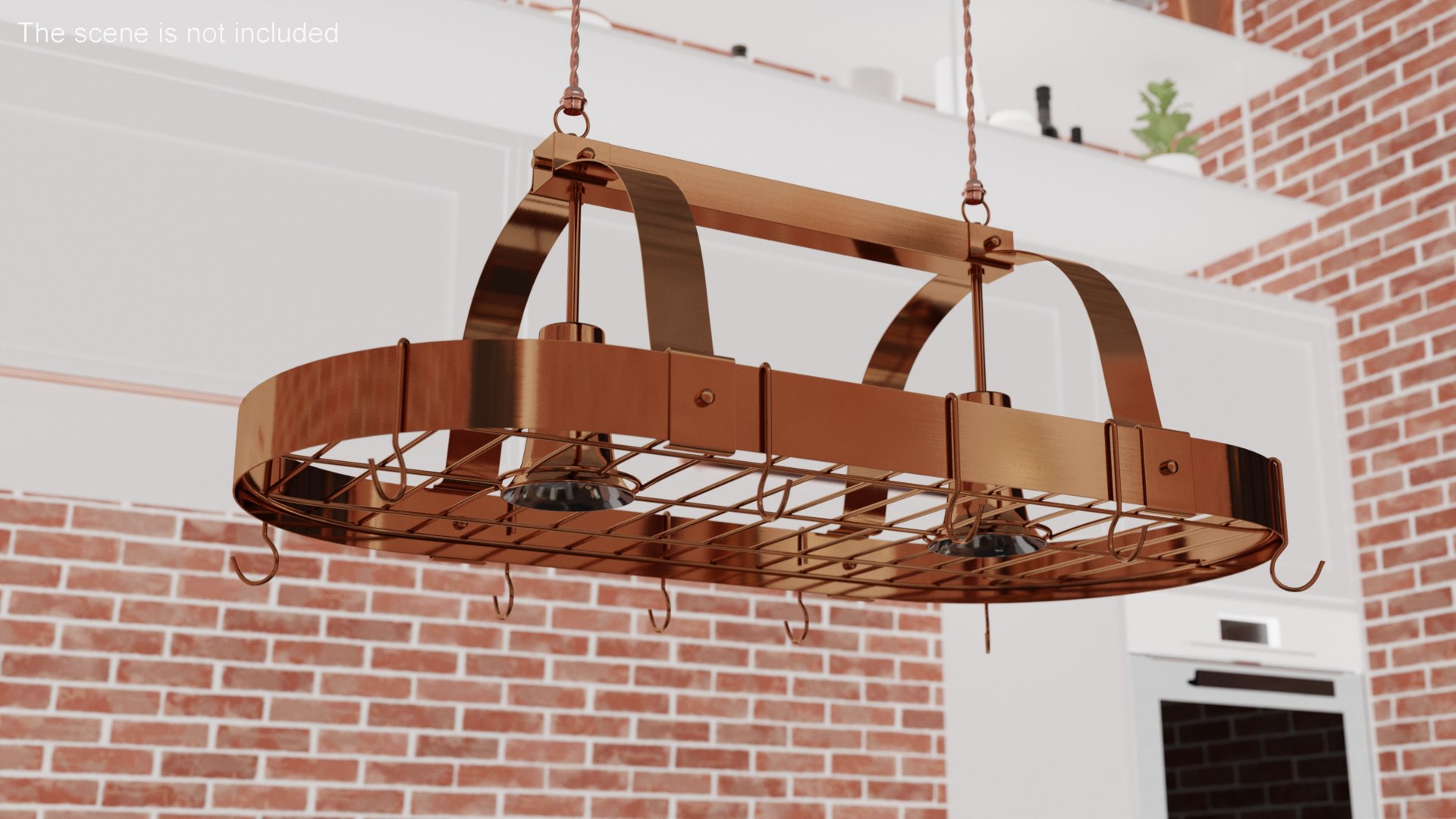 Ceiling Pot Rack Organizer With Hooks Copper Model - TurboSquid 2158211