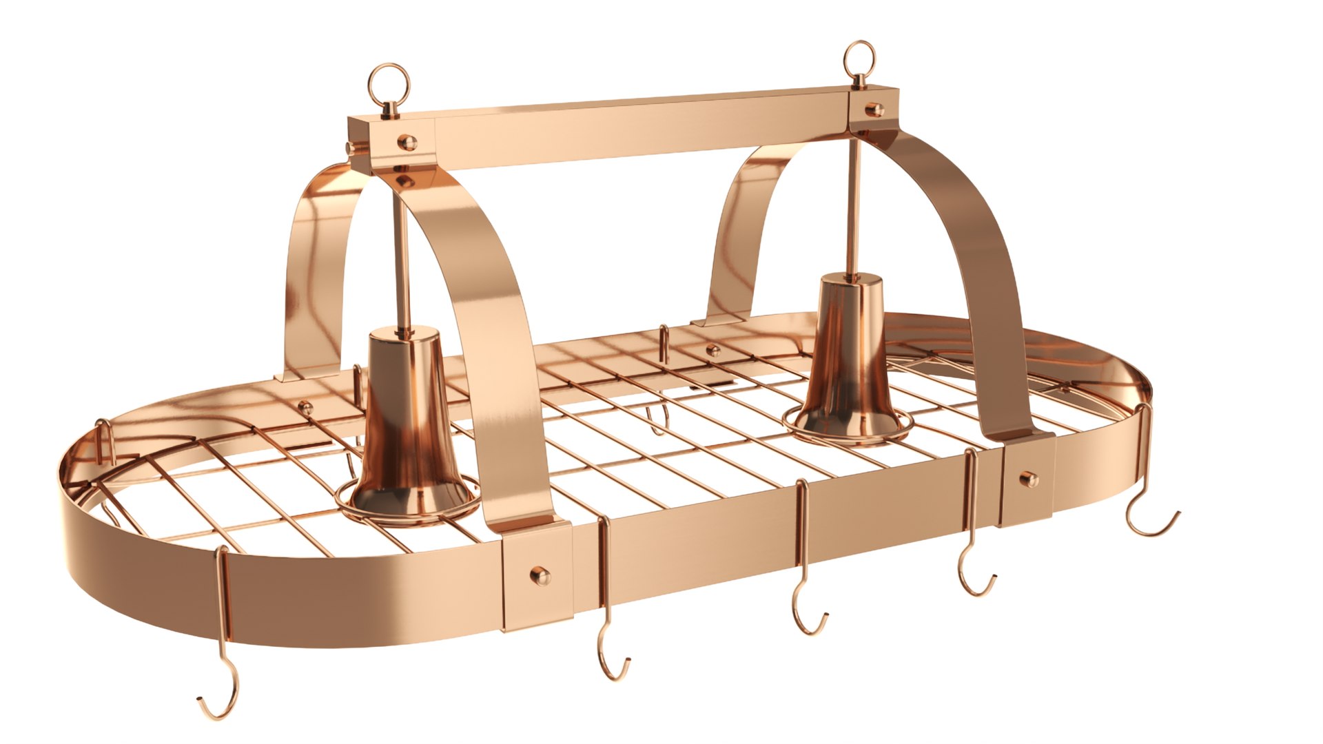 Ceiling Pot Rack Organizer with Hooks Copper model - TurboSquid 2158211