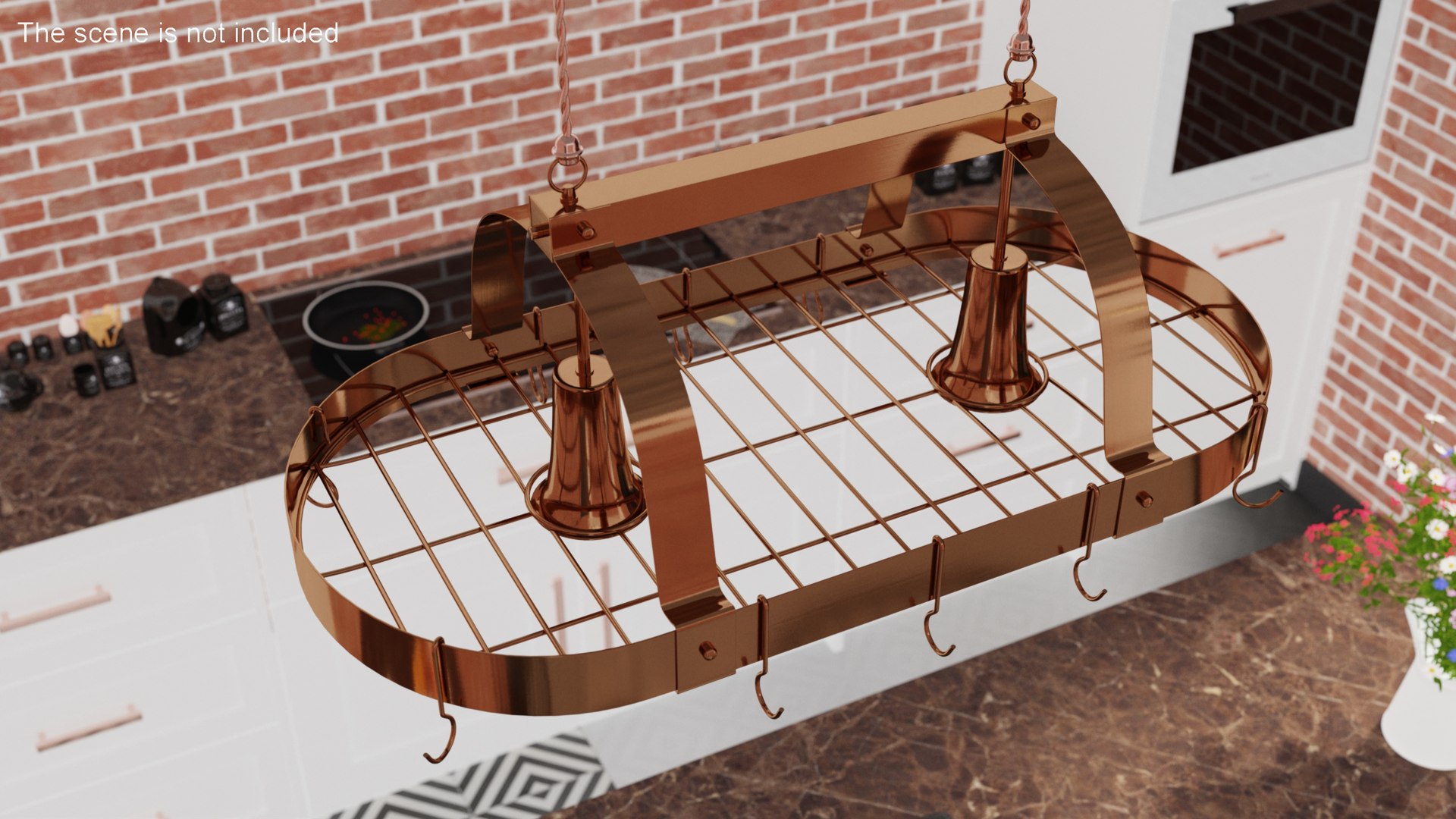 Ceiling Pot Rack Organizer With Hooks Copper Model - TurboSquid 2158211