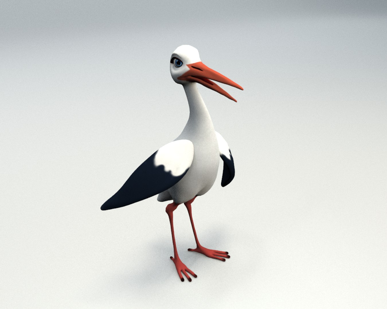3D cartoon stork model - TurboSquid 1757686