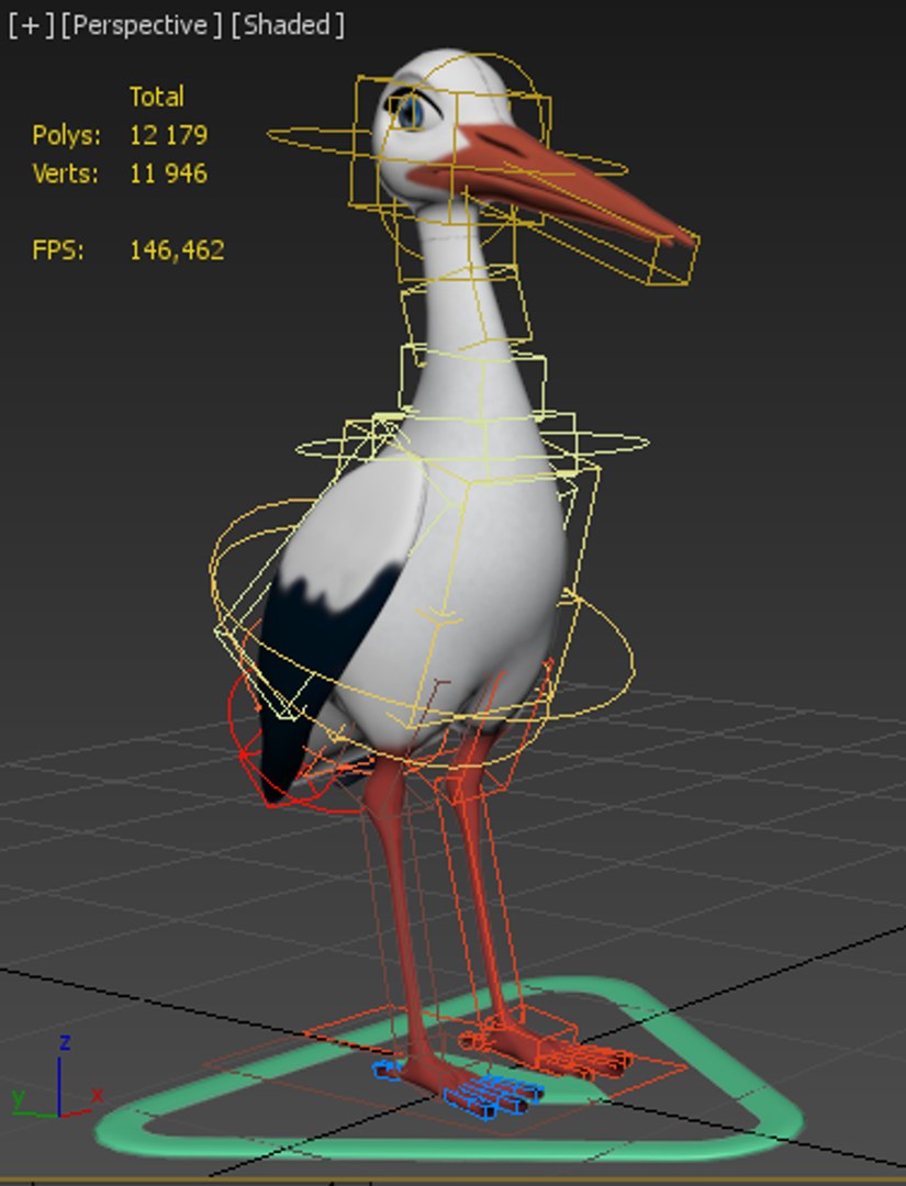 3D cartoon stork model - TurboSquid 1757686