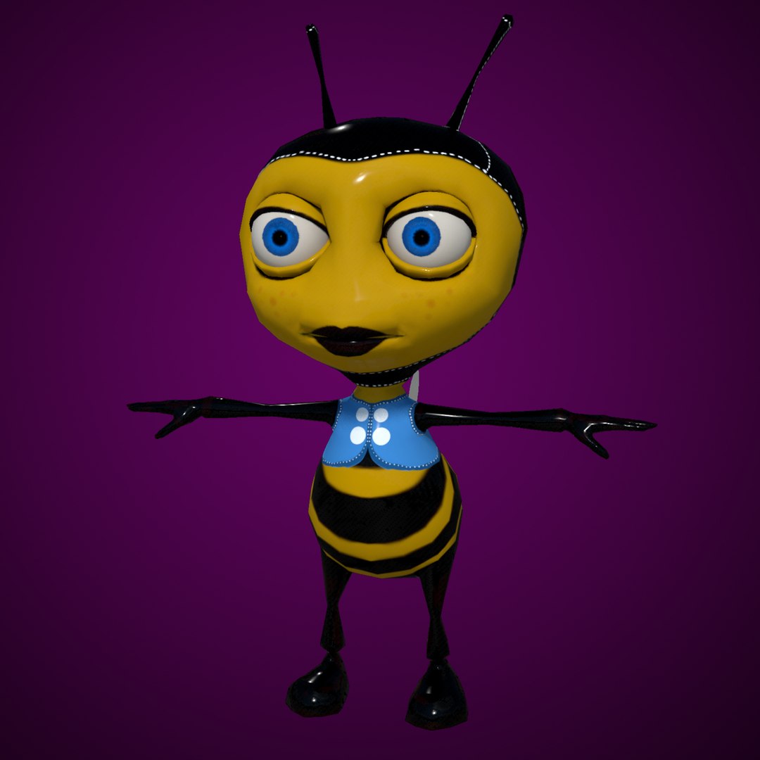Cute Cartoon Bee Rigged 3d Model