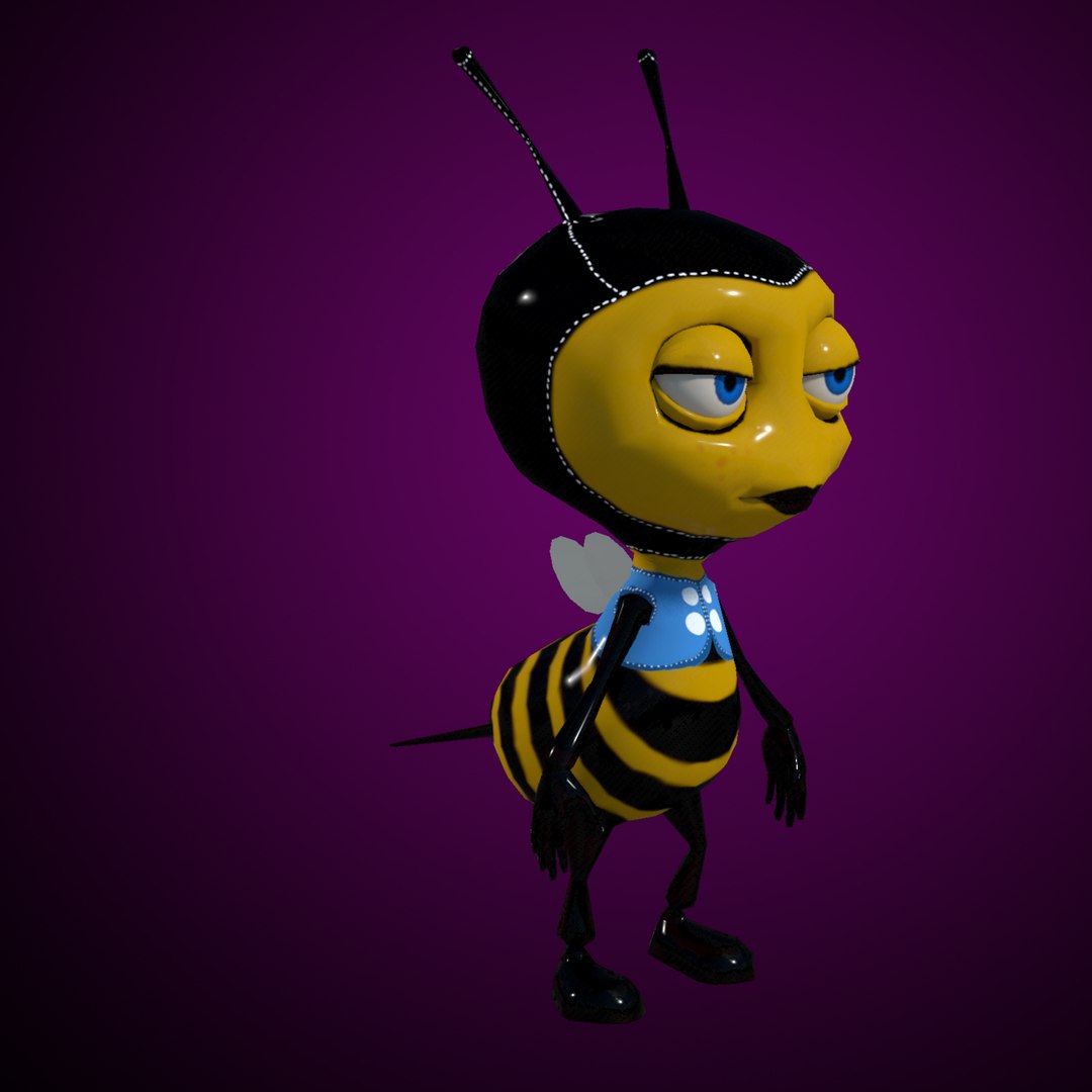 Cute Cartoon Bee Rigged 3d Model