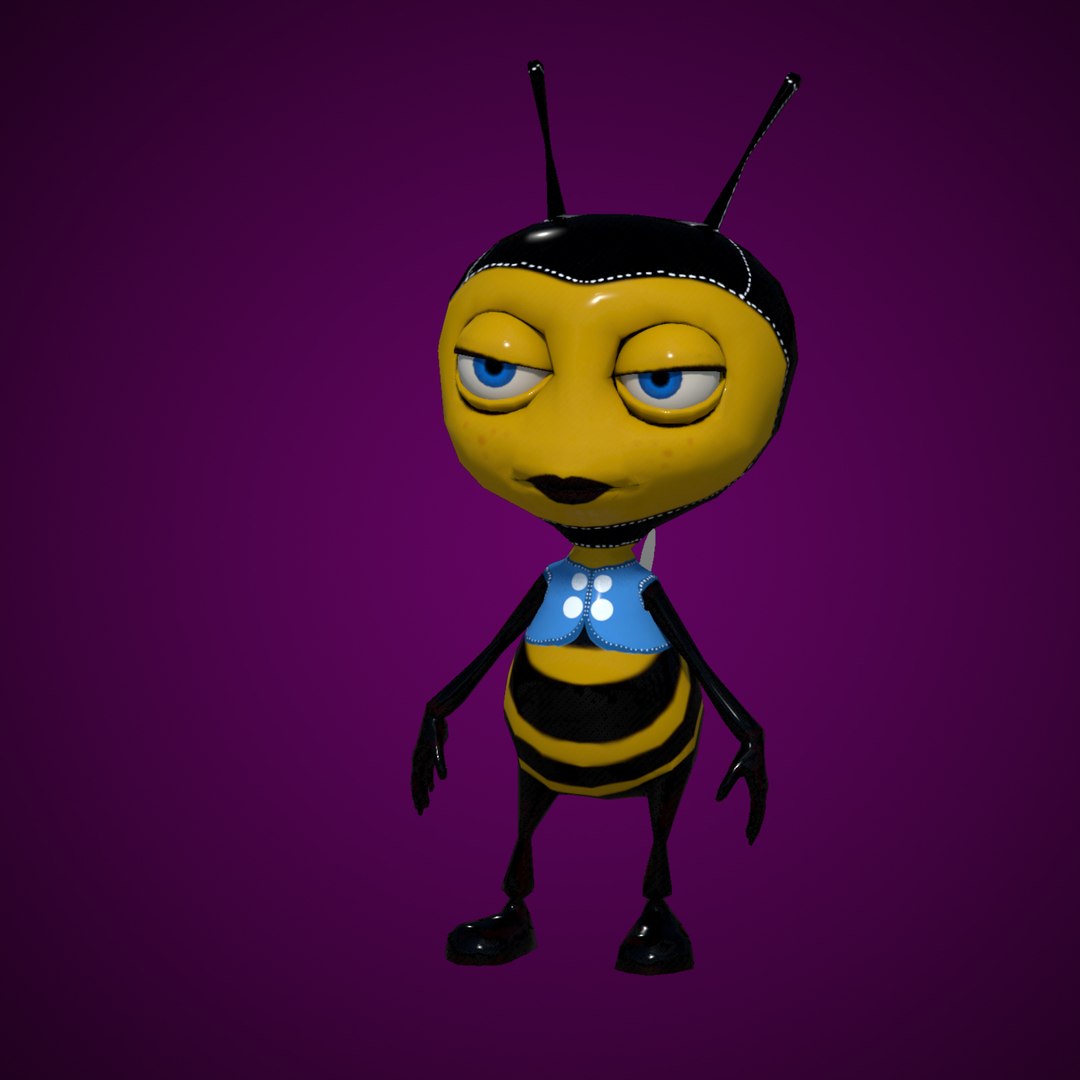 Cute Cartoon Bee Rigged 3d Model