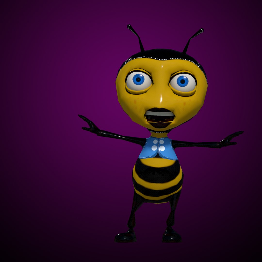 Cute Cartoon Bee Rigged 3d Model