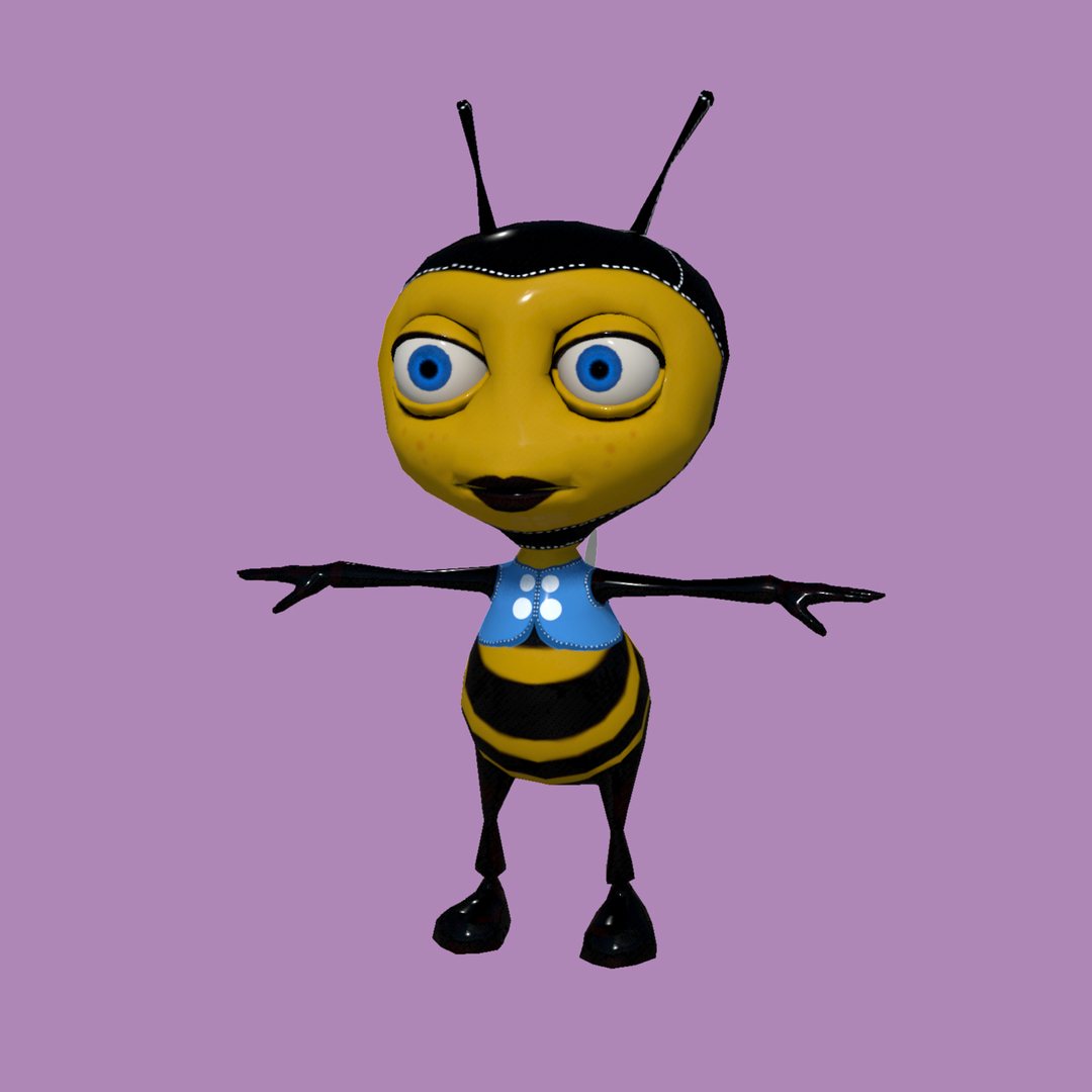 Cute Cartoon Bee Rigged 3d Model