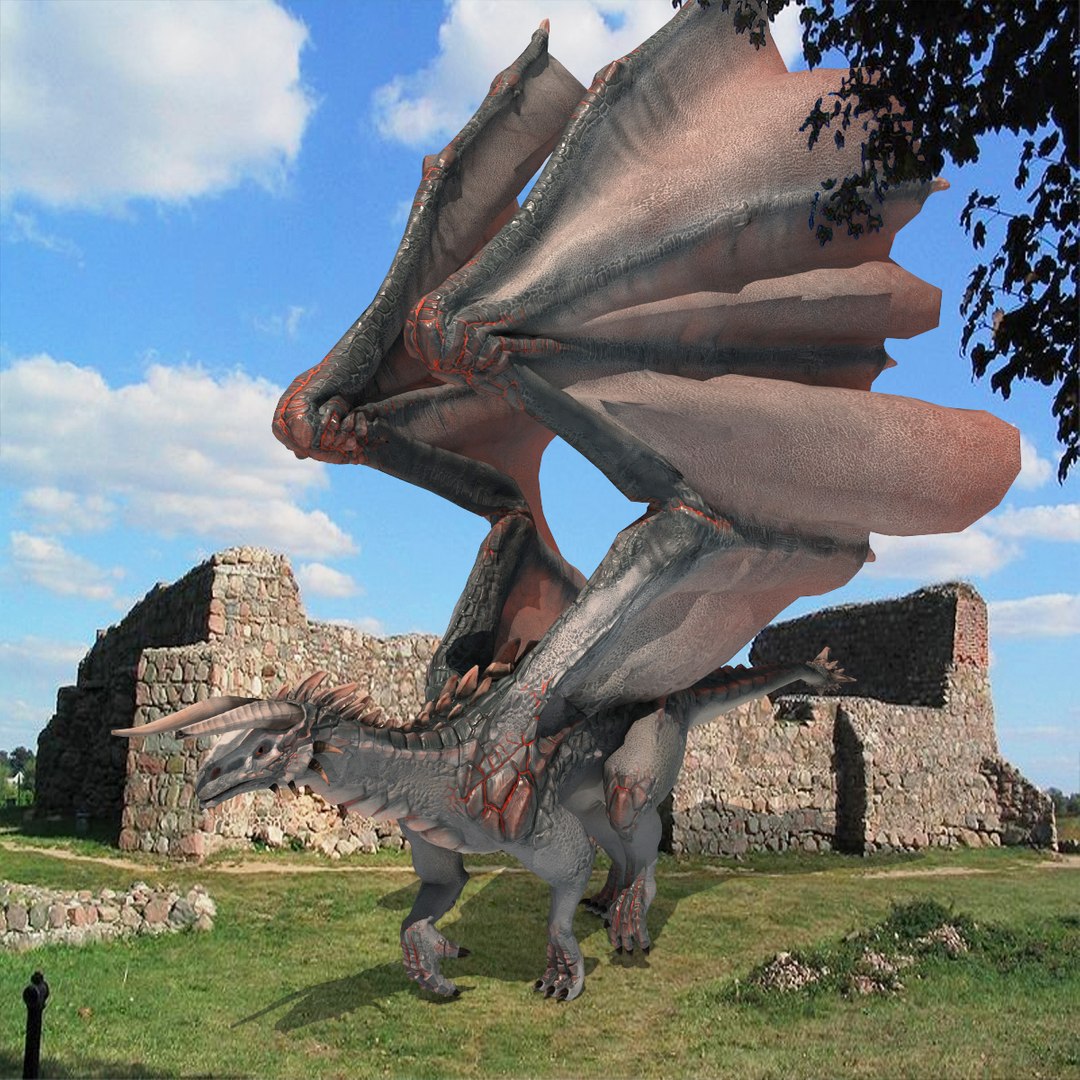 3d model realistic volcano dragon rigged