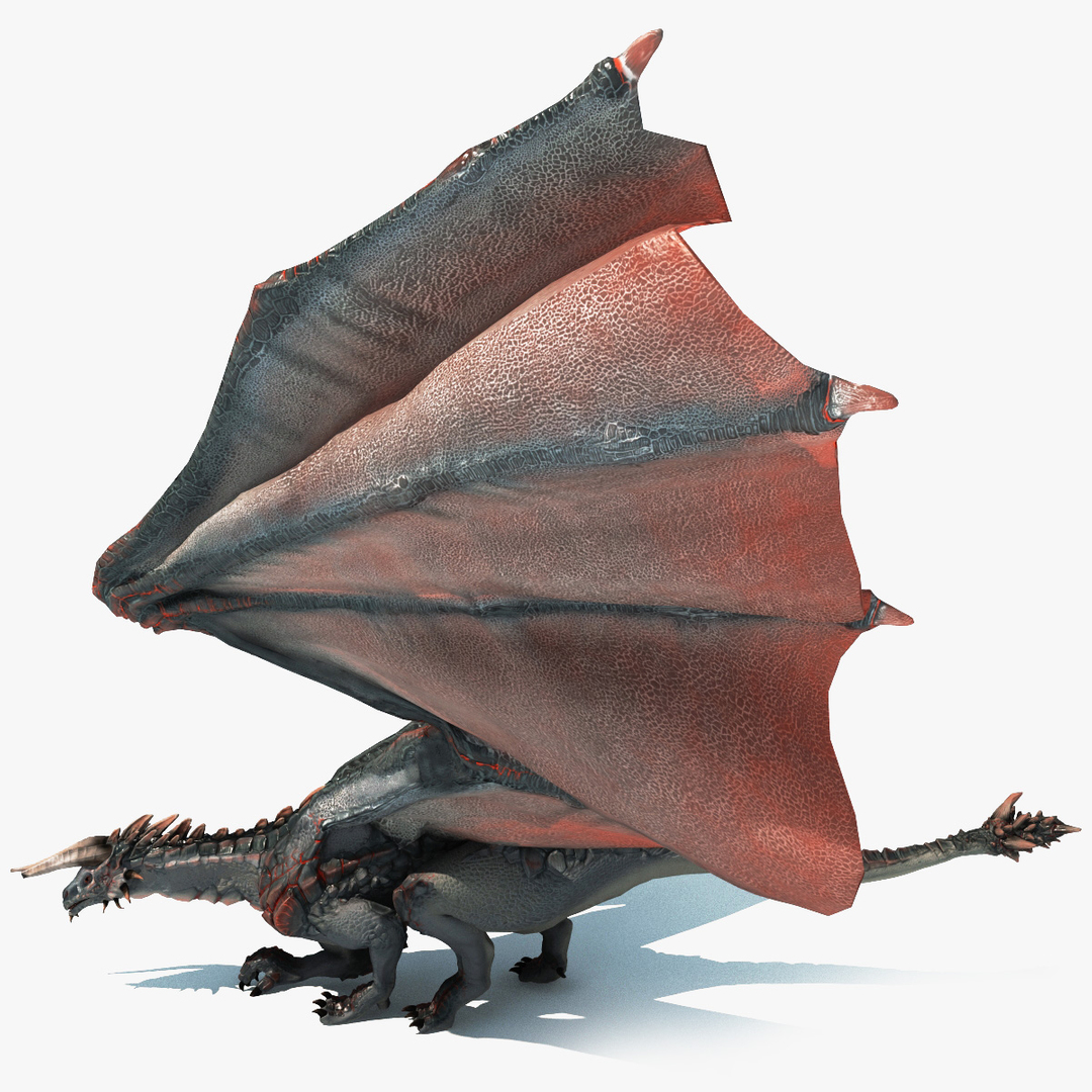 3d model realistic volcano dragon rigged