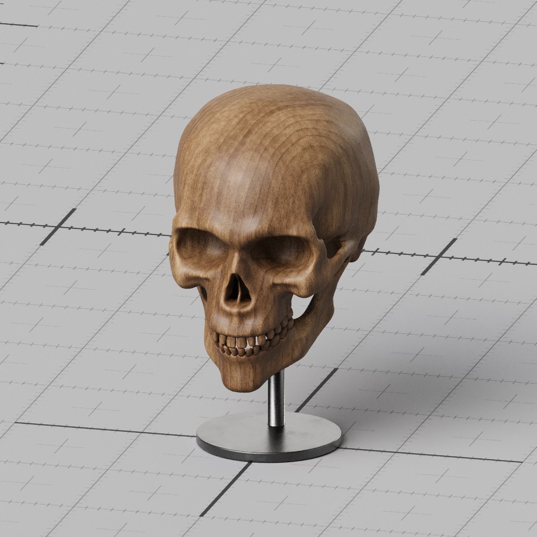 3D Wooden Skull Hat Stand - TurboSquid 2385402