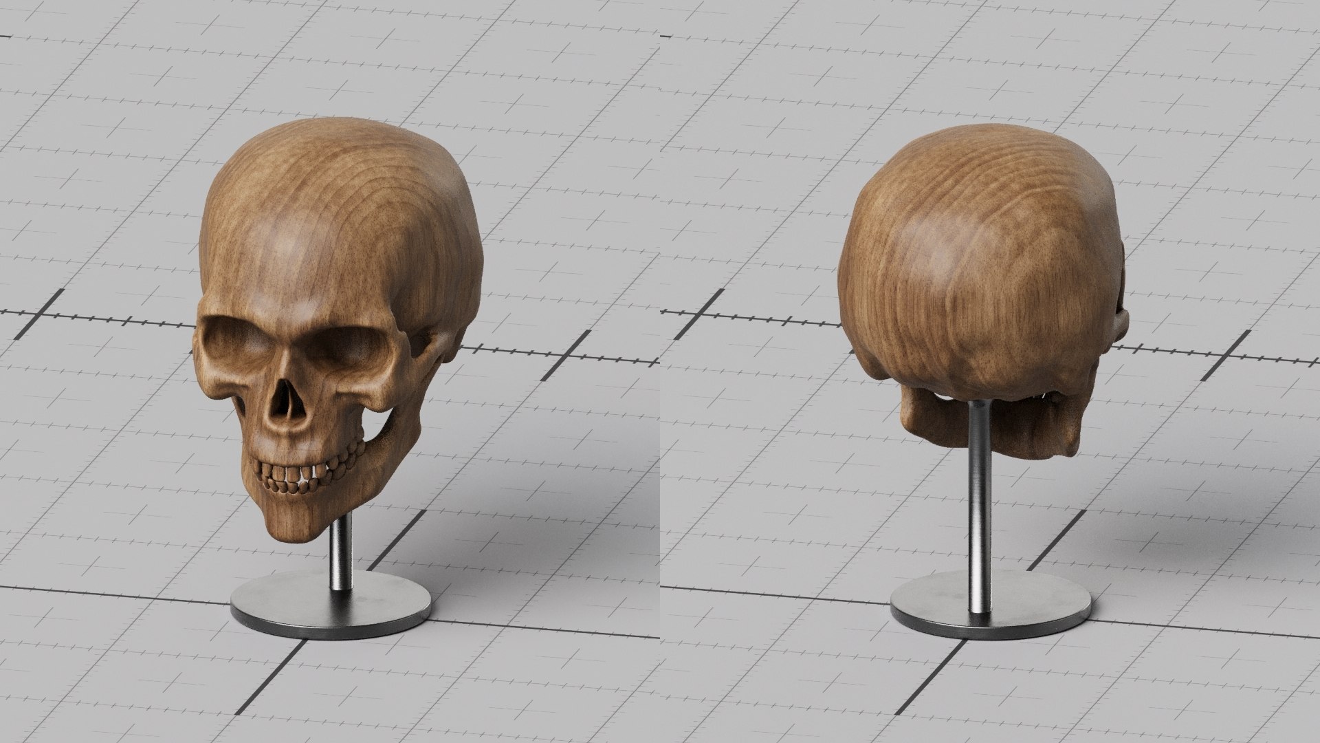 3D Wooden Skull Hat Stand - TurboSquid 2385402