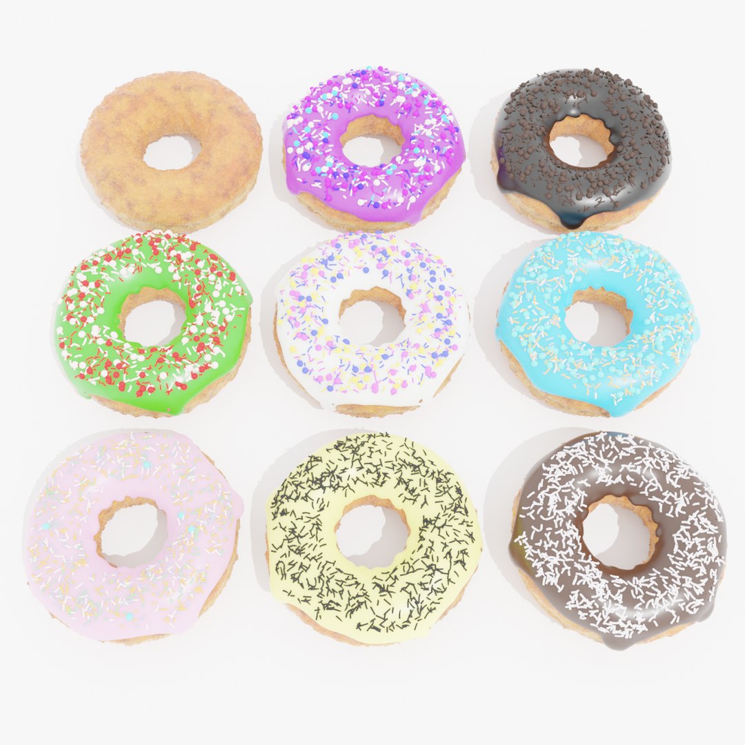 9 Donuts Set 3D model - TurboSquid 1738383