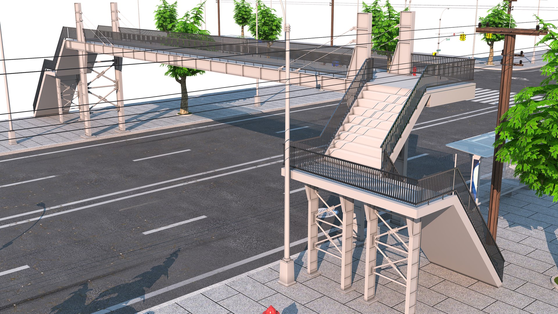 3D City Street Intersection Model - TurboSquid 2018099