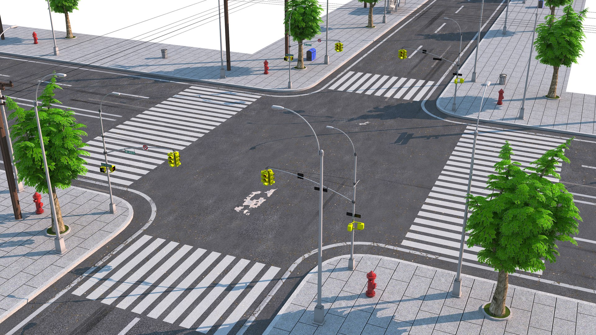 3d City Street Intersection Model Turbosquid 2018099