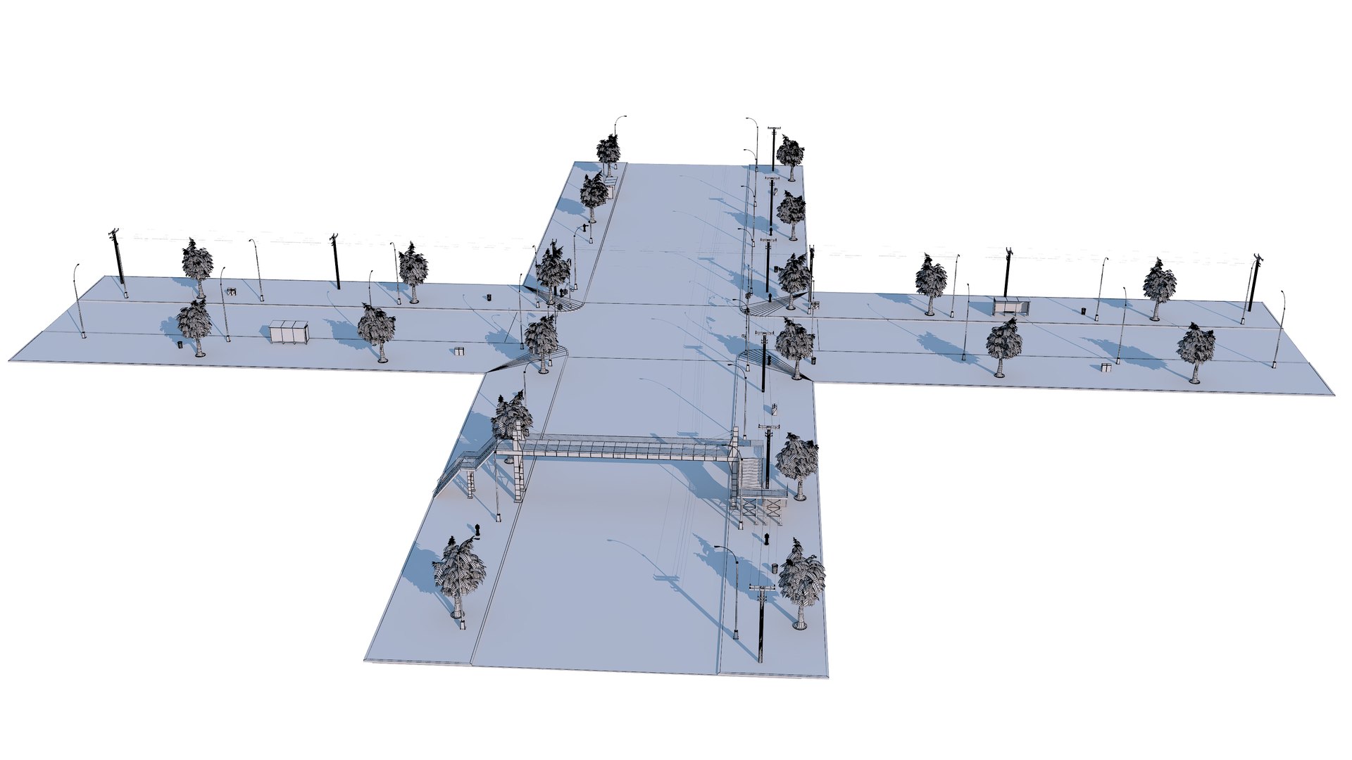 3D City Street Intersection Model - TurboSquid 2018099