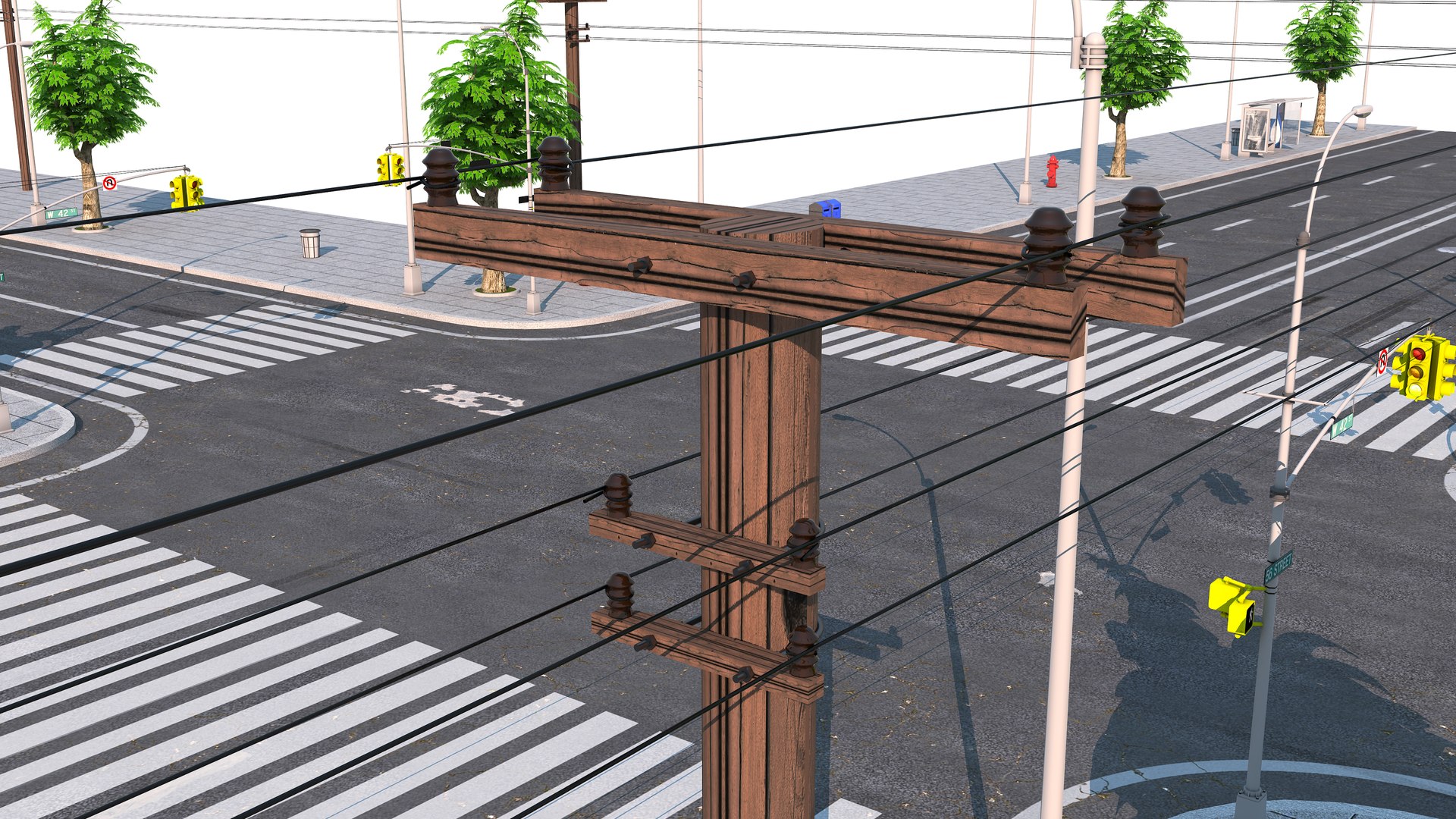 3D City Street Intersection Model - TurboSquid 2018099