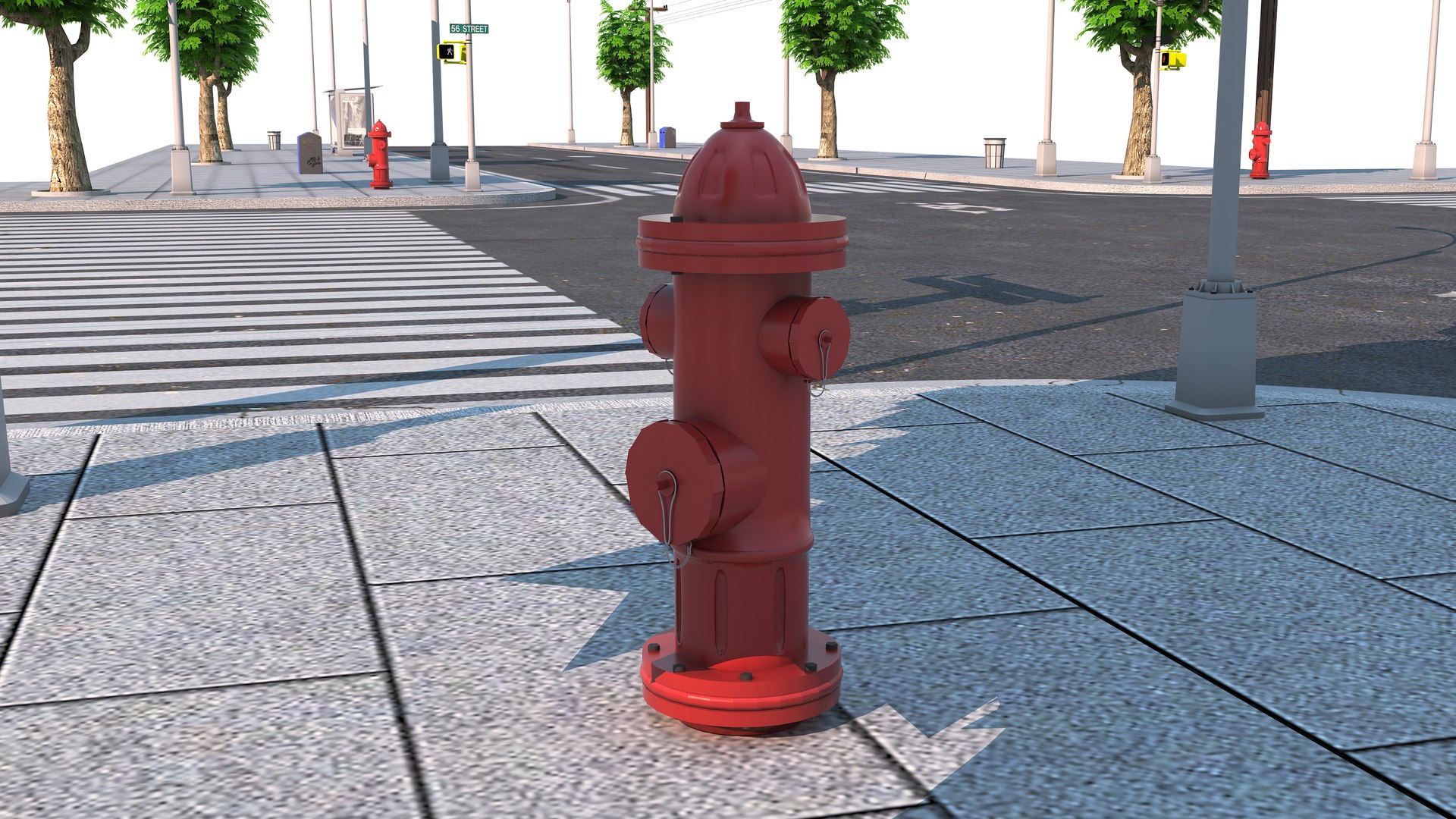 3D City Street Intersection Model - TurboSquid 2018099