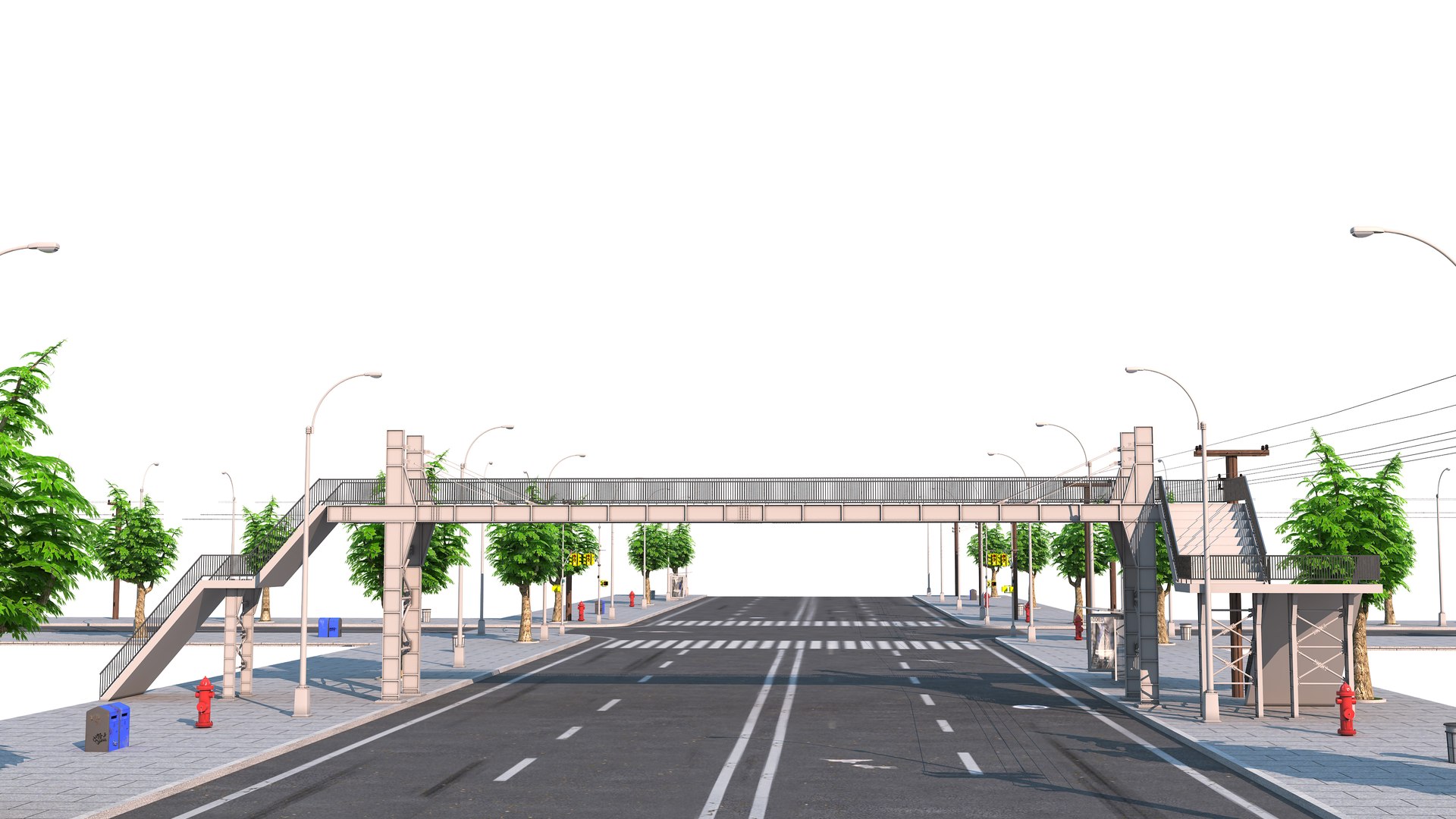 3D City Street Intersection Model - TurboSquid 2018099