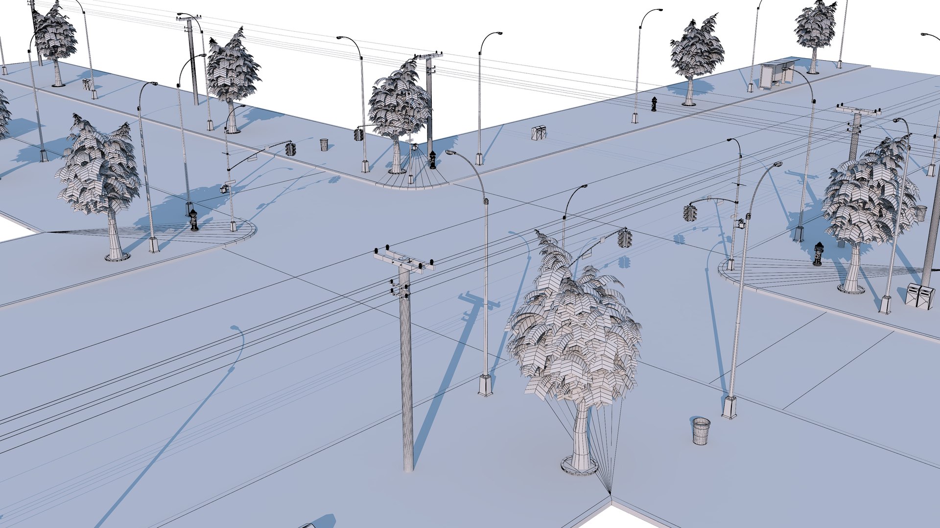 3d City Street Intersection Model Turbosquid 2018099