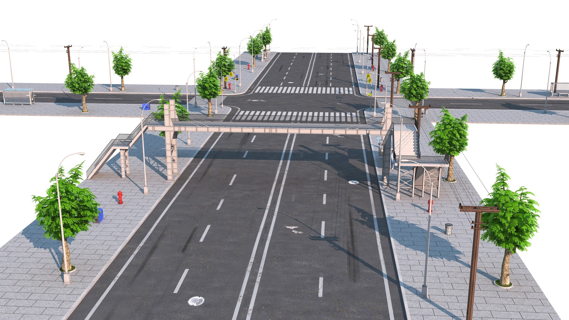 3d City Street Intersection Model Turbosquid 2018099