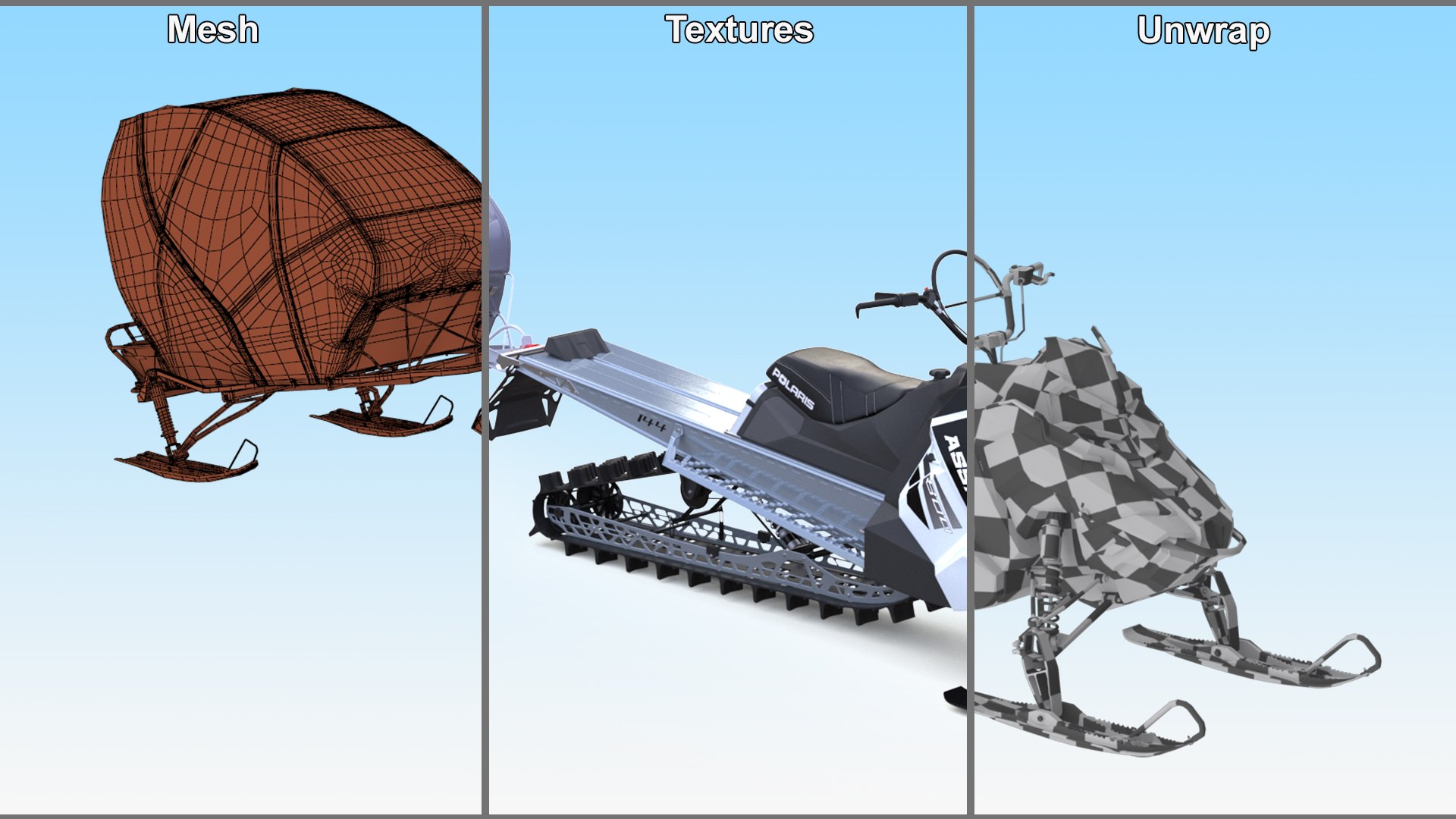 Polaris Snowmobile With Sleigh 3D Model - TurboSquid 2273737