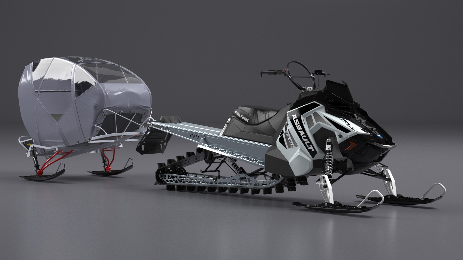 Polaris Snowmobile With Sleigh 3D Model - TurboSquid 2273737