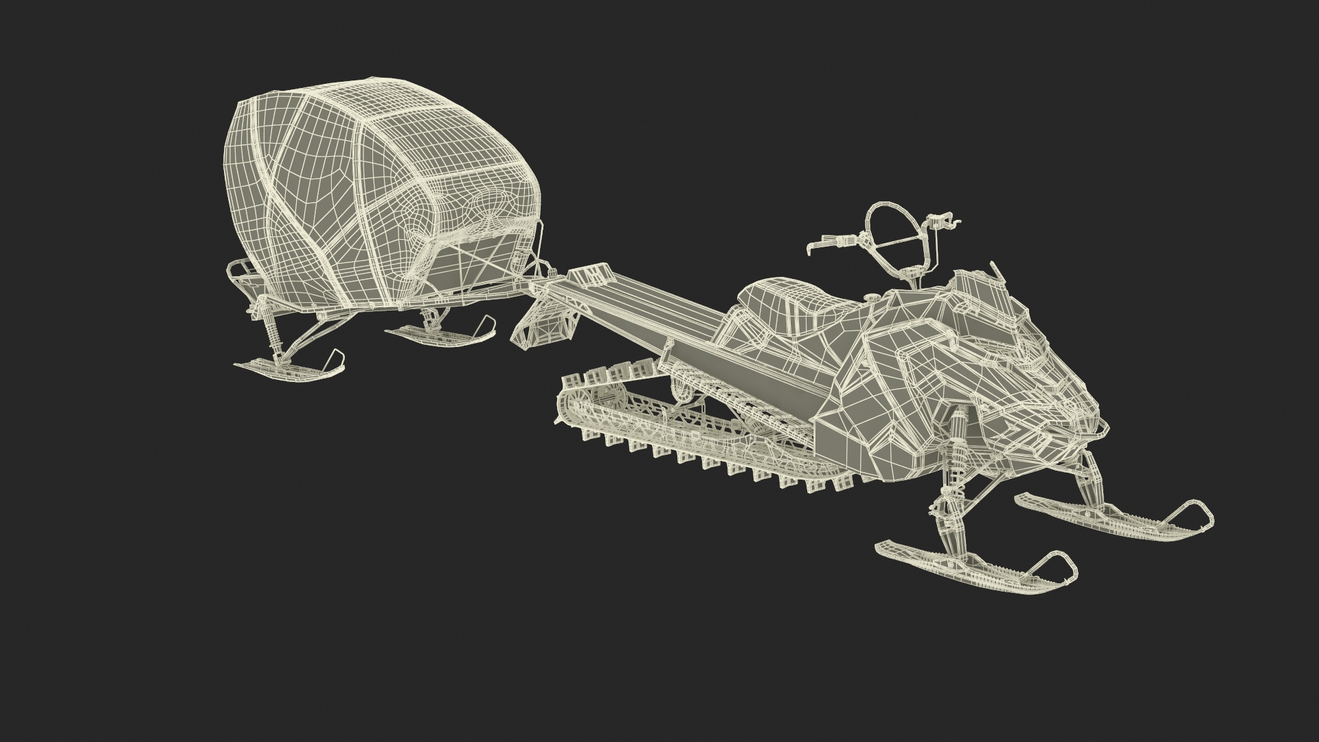 Polaris Snowmobile With Sleigh 3D Model - TurboSquid 2273737