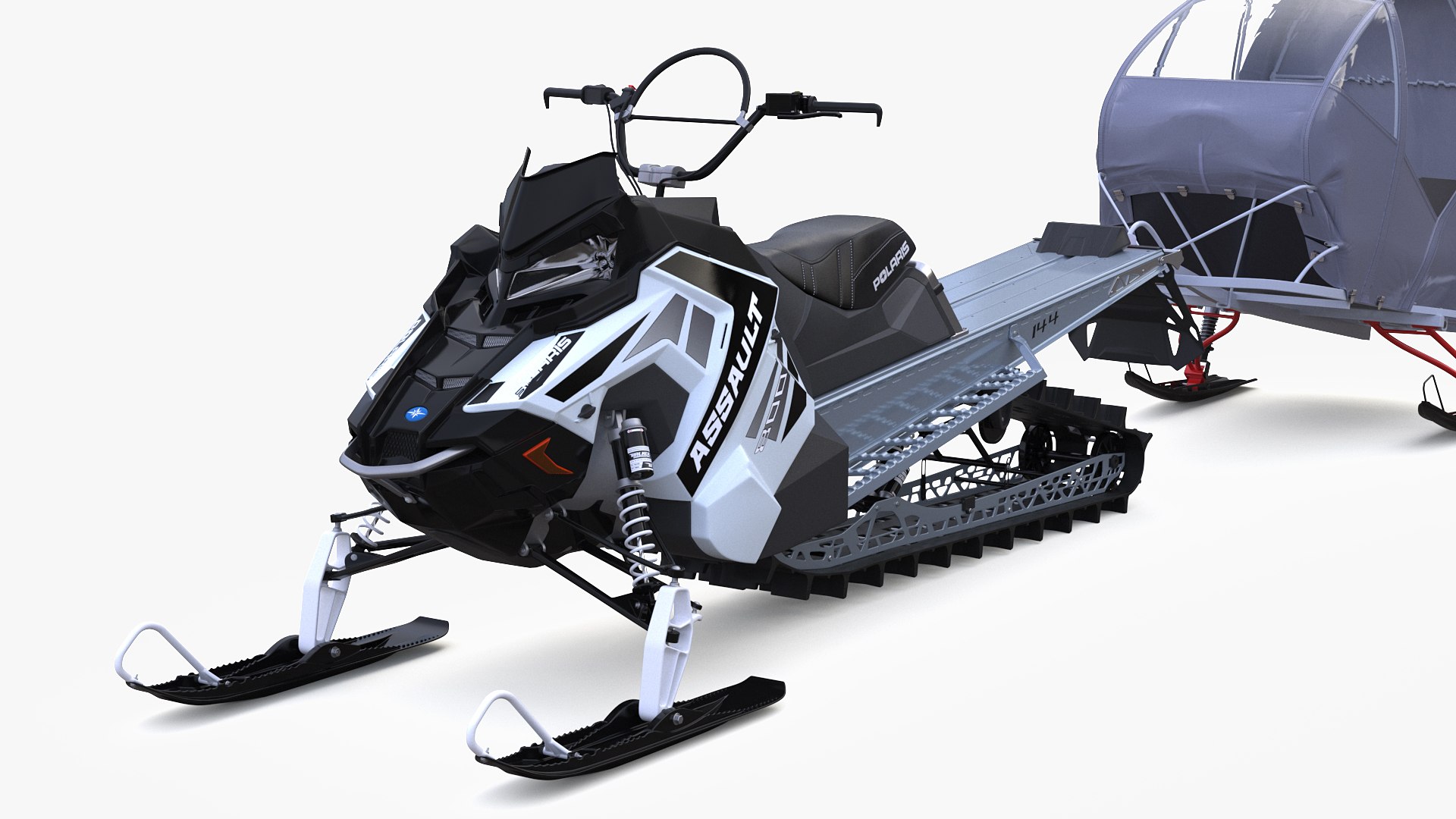 Polaris Snowmobile With Sleigh 3D Model - TurboSquid 2273737