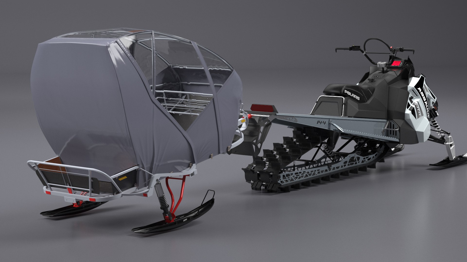 Polaris Snowmobile With Sleigh 3D Model - TurboSquid 2273737