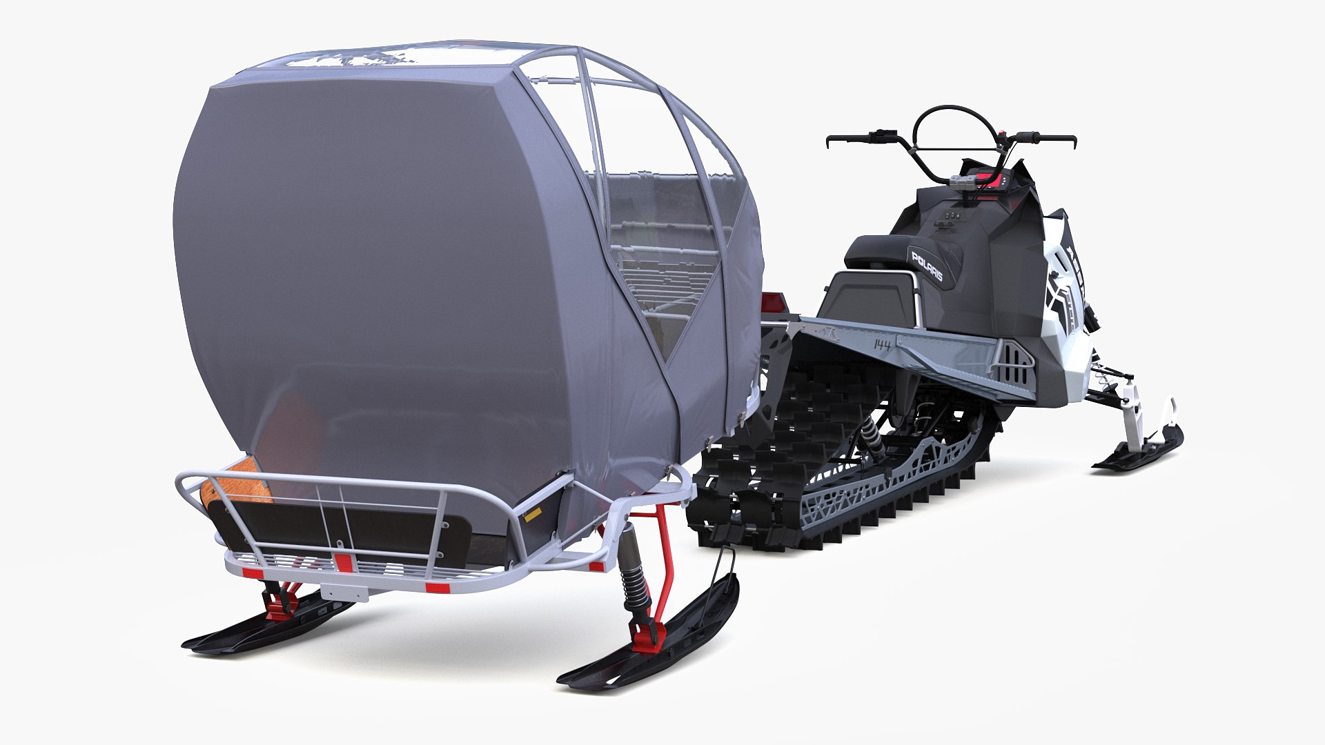 Polaris Snowmobile With Sleigh 3D Model - TurboSquid 2273737