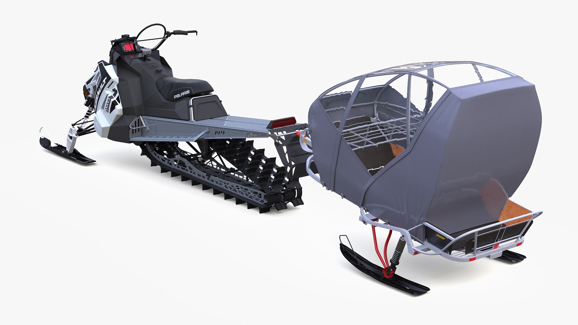Polaris Snowmobile With Sleigh 3D Model - TurboSquid 2273737