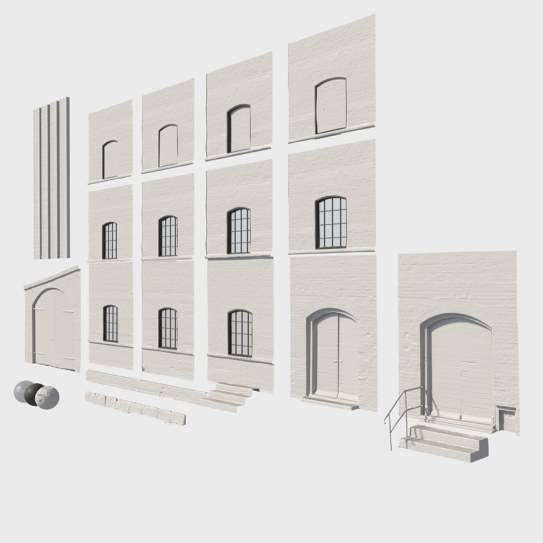 Facade Old Stone Building 001 Kit Collection 3D Model - TurboSquid 2068162