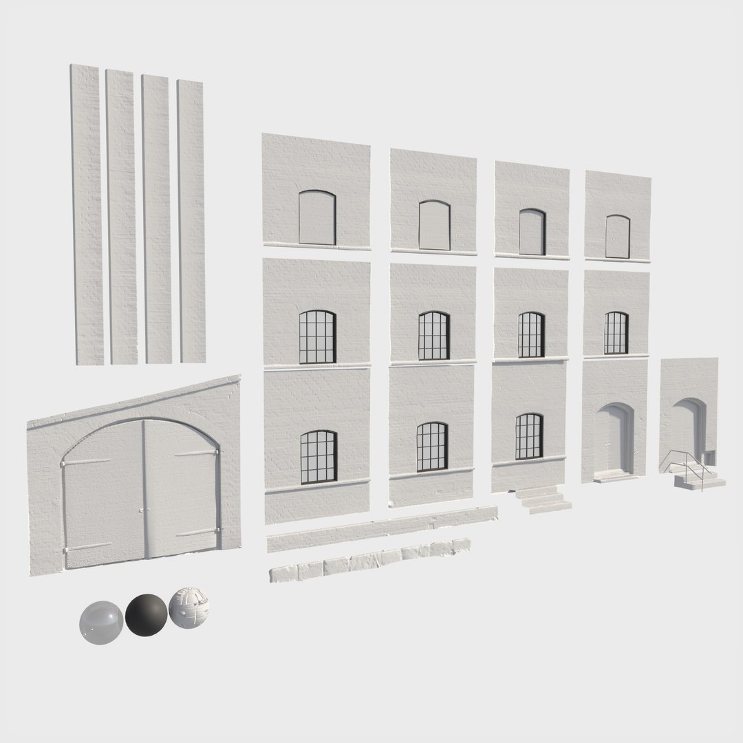 Facade Old Stone Building 001 Kit Collection 3D Model - TurboSquid 2068162