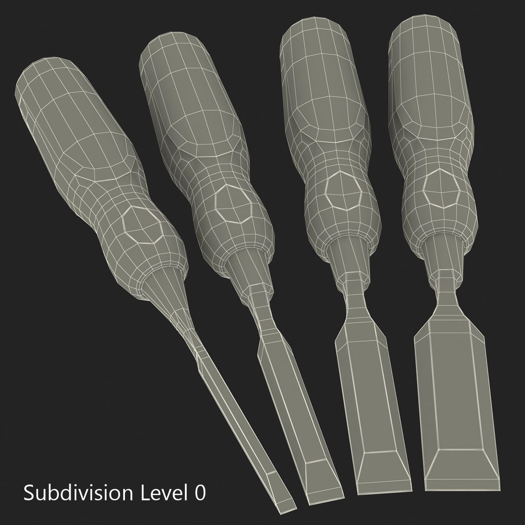 Wood Chisel Set 4 3d 3ds