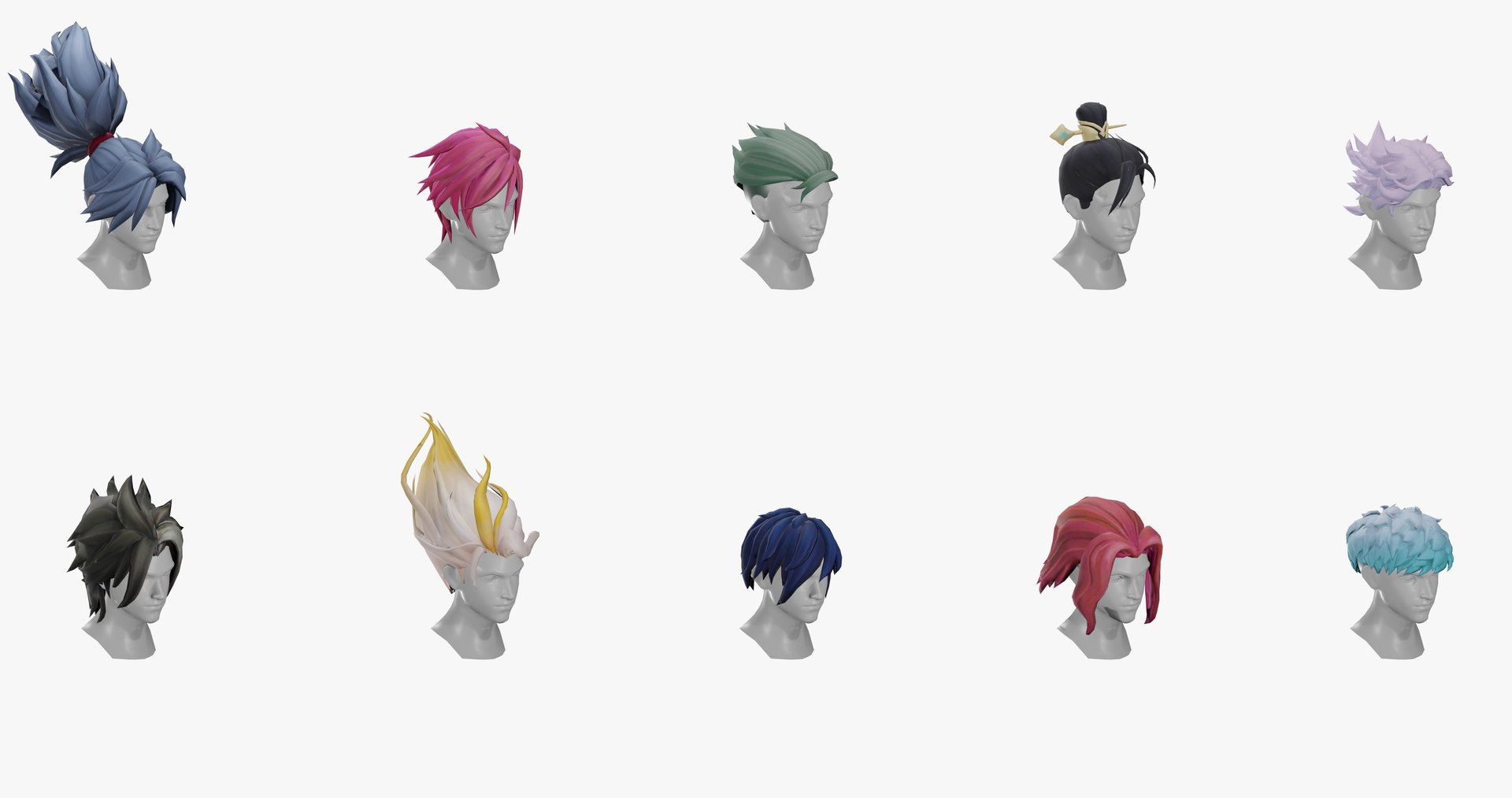 20 STYLIZED MALE HAIR MODELS PACK 4 3D - TurboSquid 2206946
