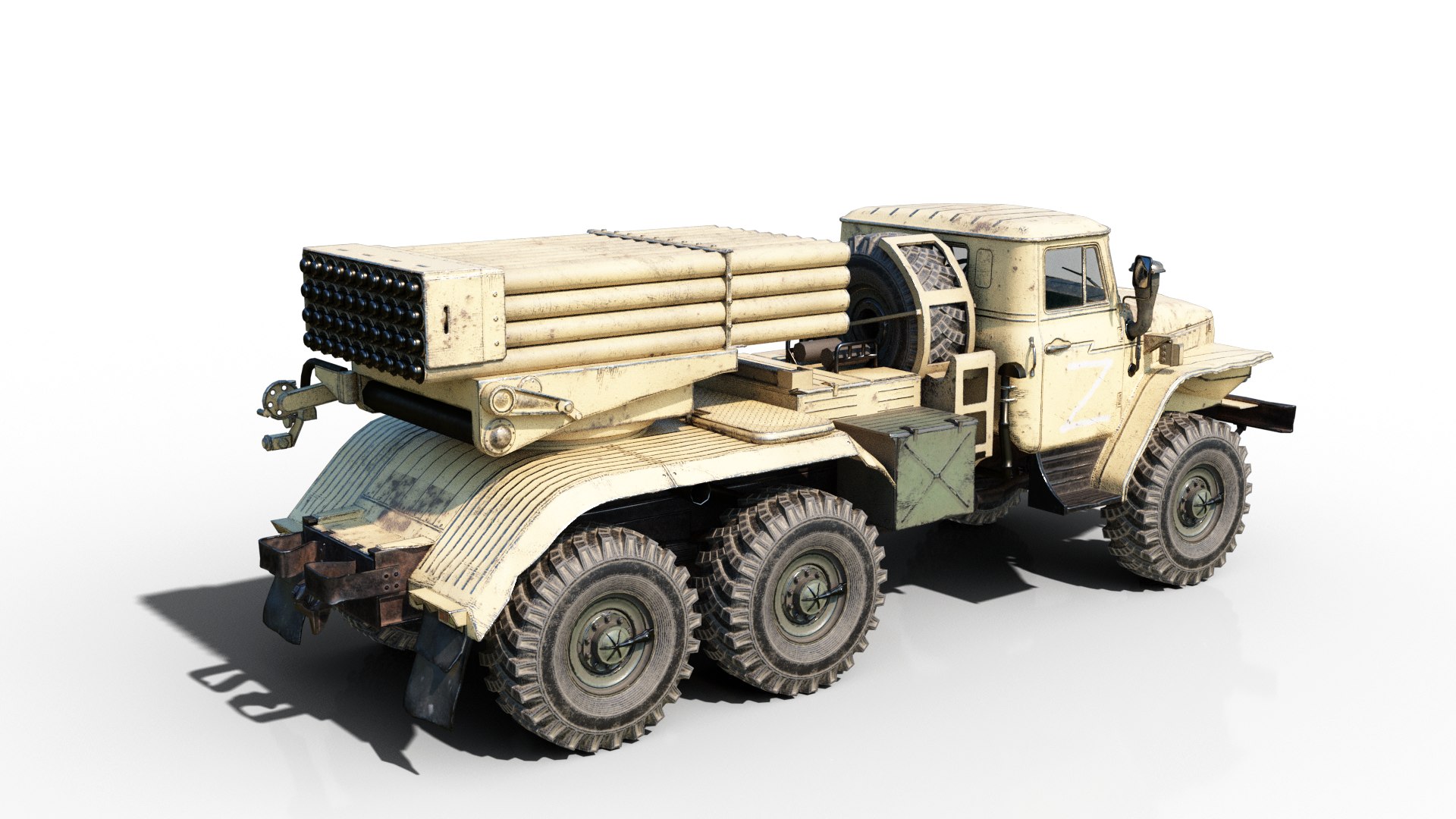 2 Coatings BM-21 Grad MRLS M1976 Ural 3D Model - TurboSquid 2398394