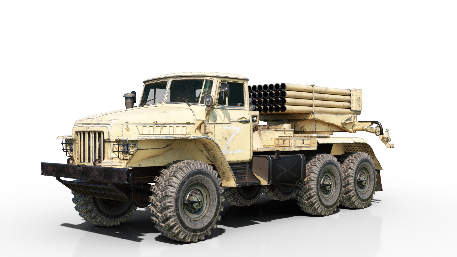 2 Coatings BM-21 Grad MRLS M1976 Ural 3D Model - TurboSquid 2398394